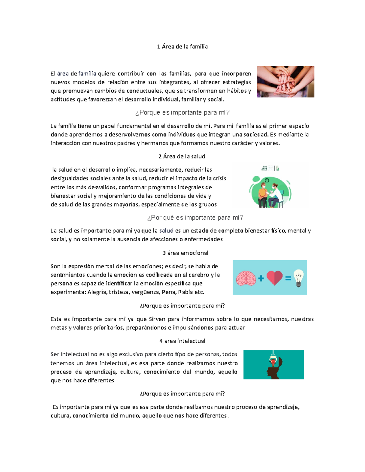 Área de la familia - desarrollo humano - 1 Área de la familia El área ...