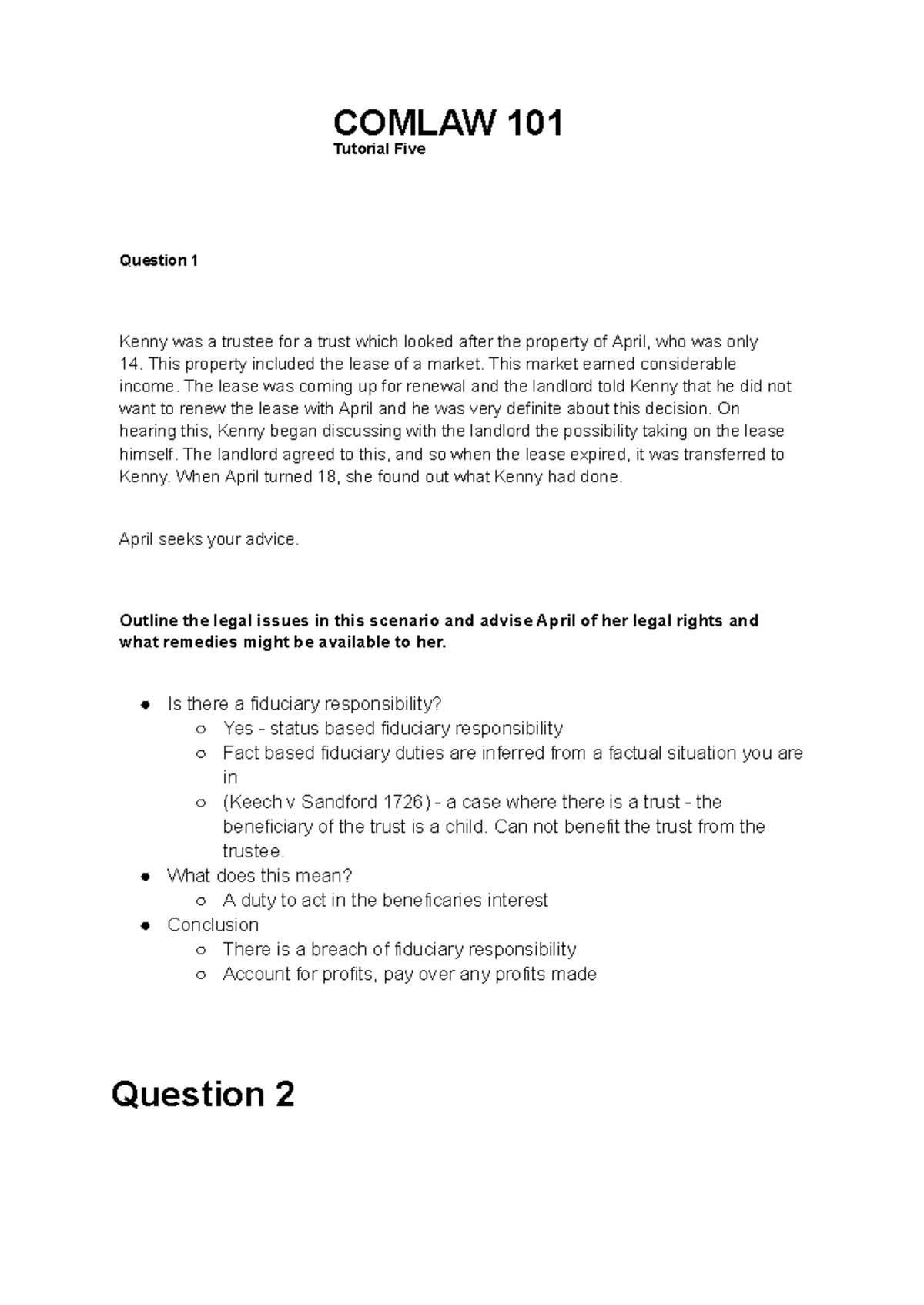C Omlaw 101 - Tutorial 5 Preparation - COMLAW 101 Tutorial Five ...