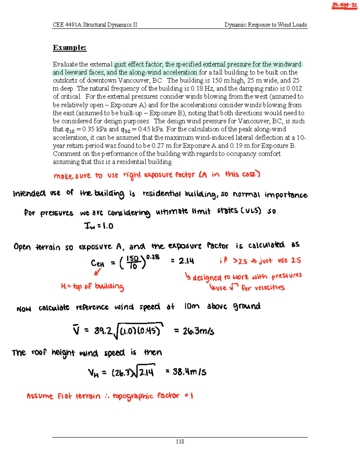 5-WIND- Loads - yuh - Example: Evaluate the external gust effect factor ...