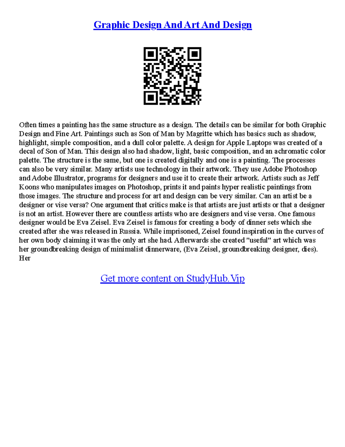 Graphic Design Essays - Graphic Design And Art And Design Often times a ...