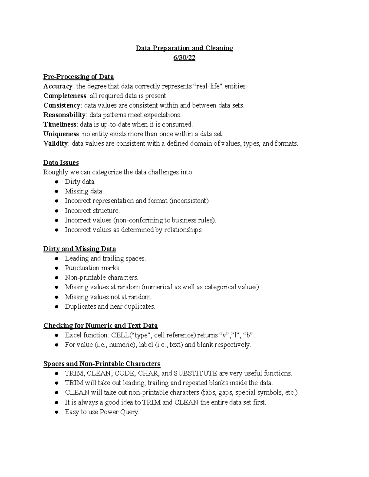 Data Preparation and Cleaning - Data Preparation and Cleaning 6/30/ Pre ...