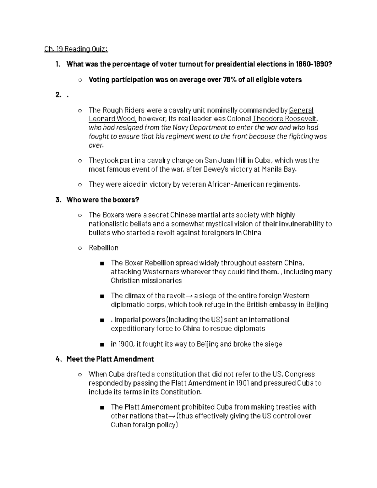 Ch. 19 Lecture Notes - Ch. 19 Reading Quiz: 1. What was the percentage ...
