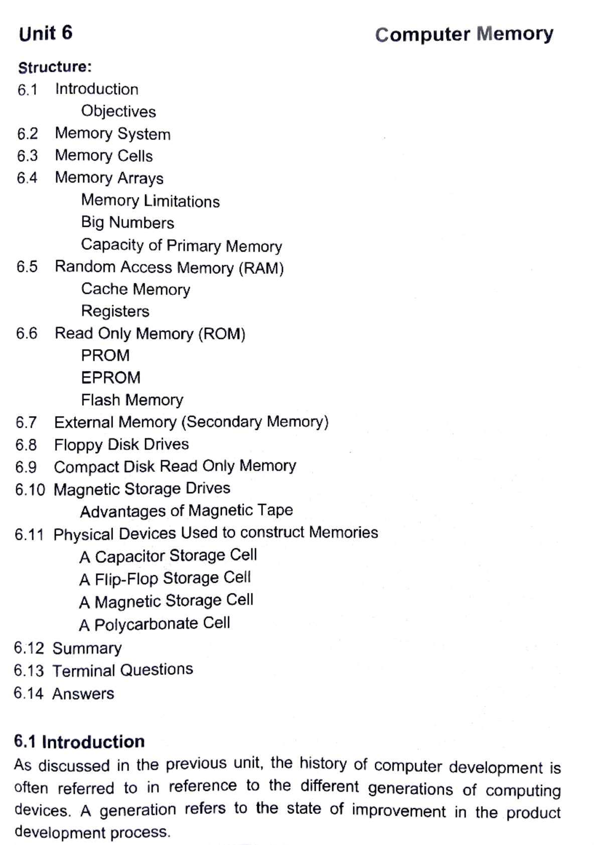 Fundamentals of Computers and IT - Computer Memory - Studocu