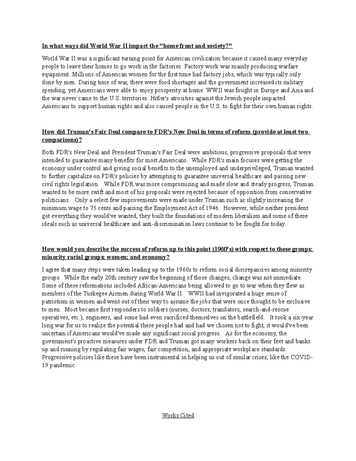 US History Intersession Discussion 6 - American Response to Crisis ...