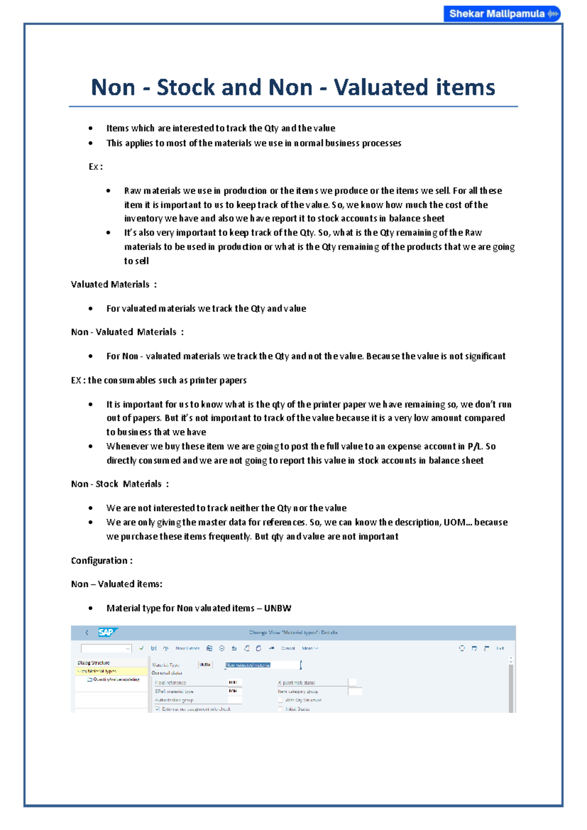 Non-Stock & Non-Valuated Materials - Non - Stock and Non - Valuated ...