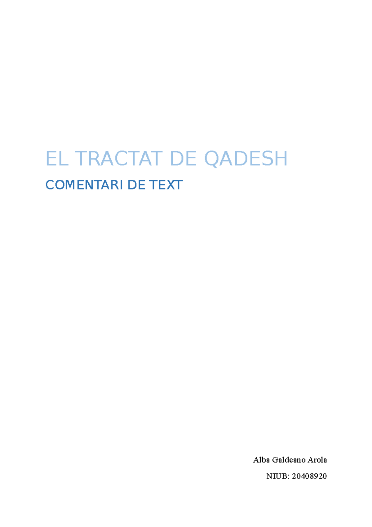 Es tracte del Tractat de Pau entre l - EL TRACTAT DE QADESH COMENTARI ...
