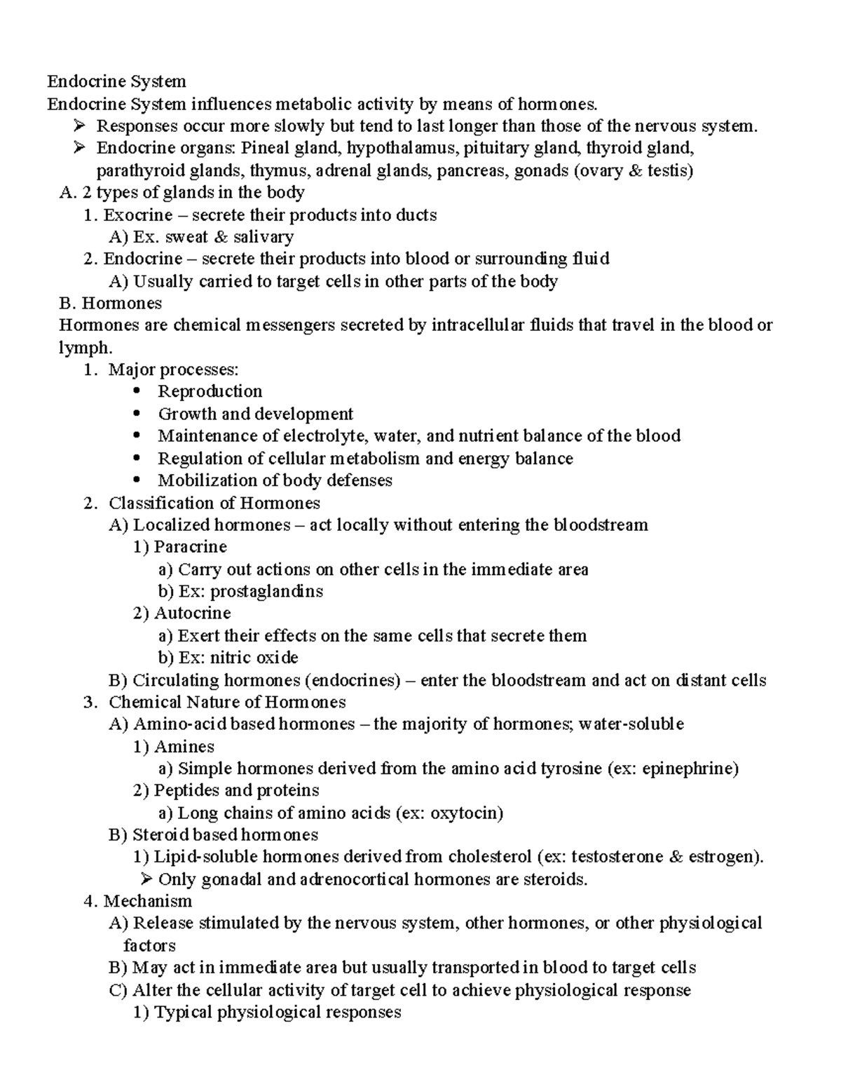 Endocrine System Notes - Endocrine System Endocrine System influences ...