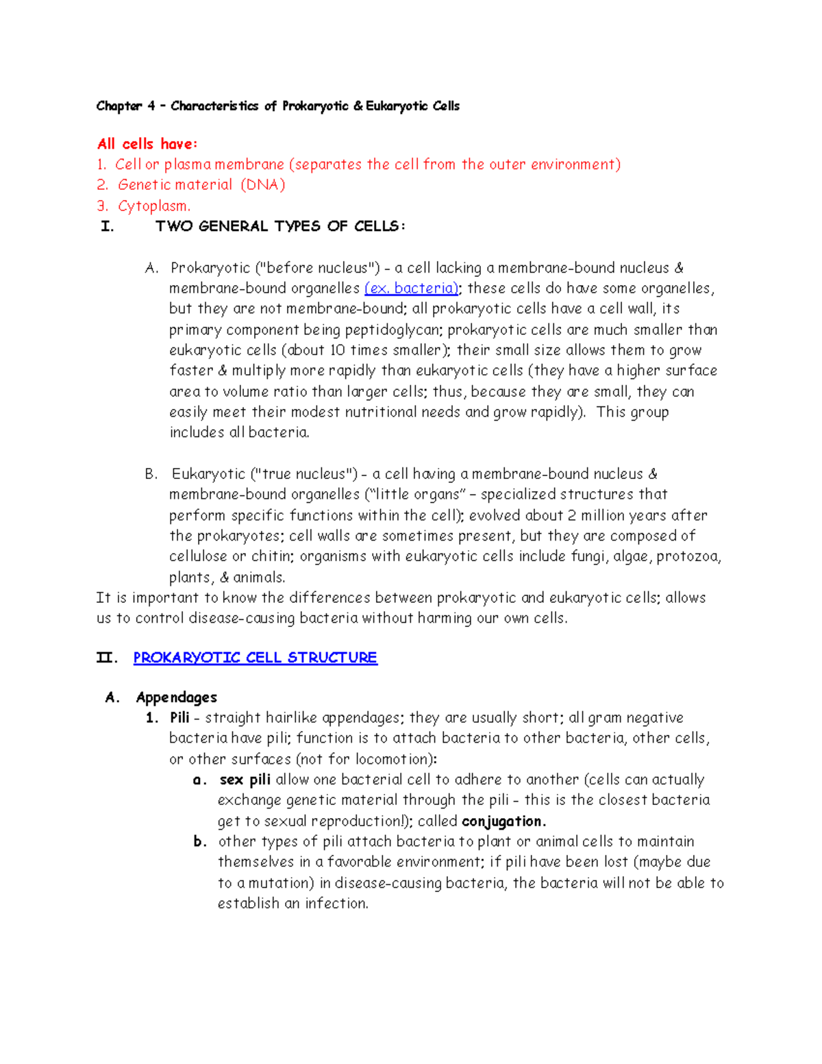 Chapter 4 About Characteristics Of Prokaryotic And Eukaryotic Cells Chapter 4