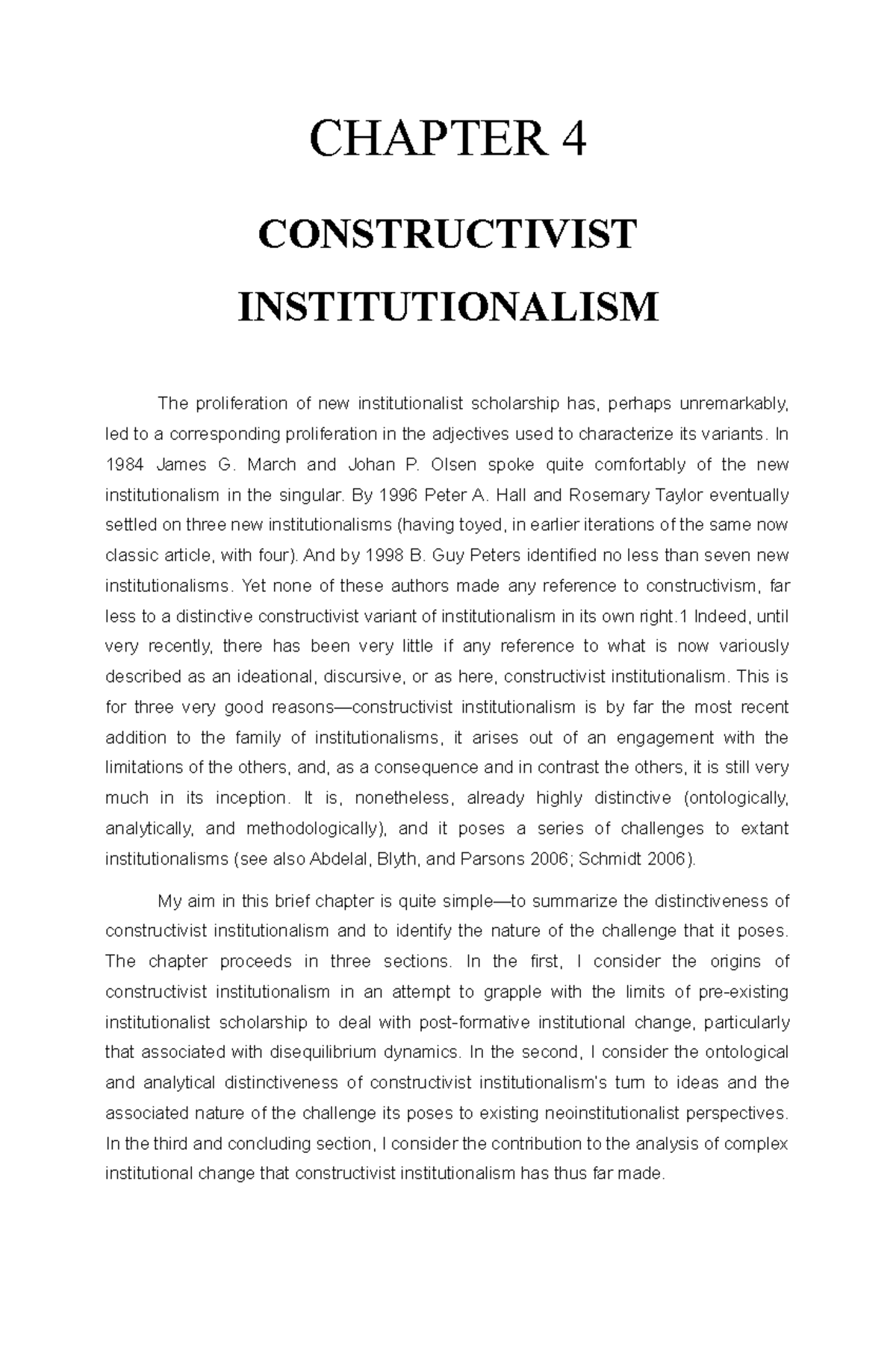 POL SCI Constructivist Institutionalism - CHAPTER 4 CONSTRUCTIVIST INSTITUTIONALISM The - Studocu