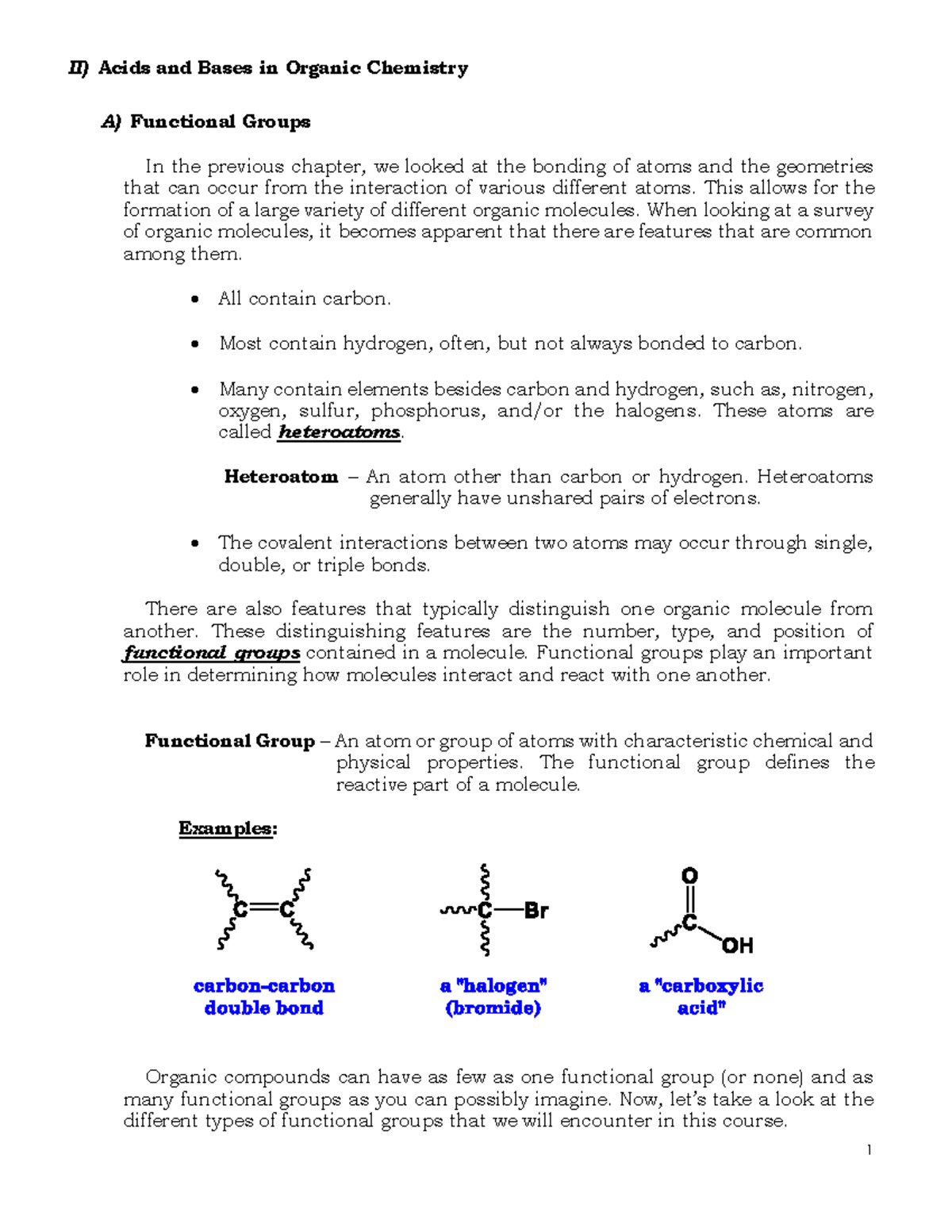 Functional Groups and IR Spectroscopy Notes - II) Acids and Bases in ...