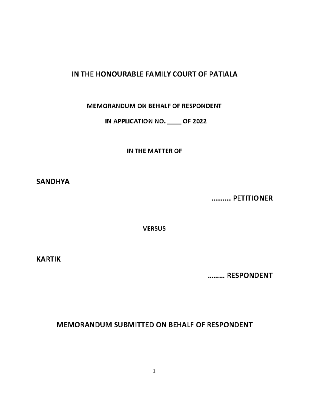 IN THE Honourable Family Court OF Patialako - Copy - IN THE HONOURABLE ...