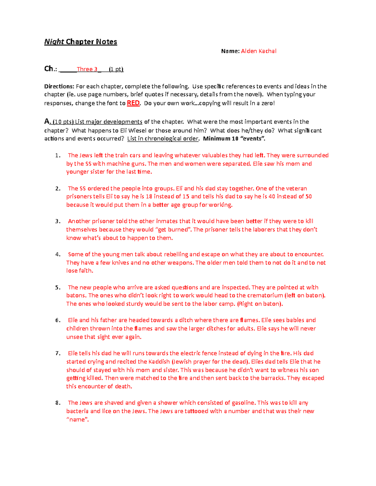Chapter 3 Knight Notes - Night Chapter Notes Name: Alden Kachal Ch ...