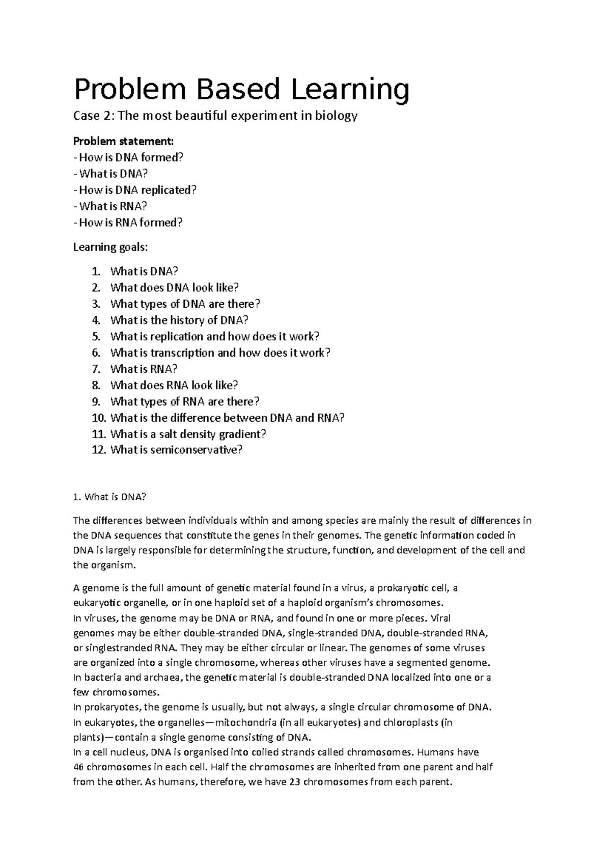 Case 2 the most beautiful experiment in biology BBS1001 - Problem Based ...
