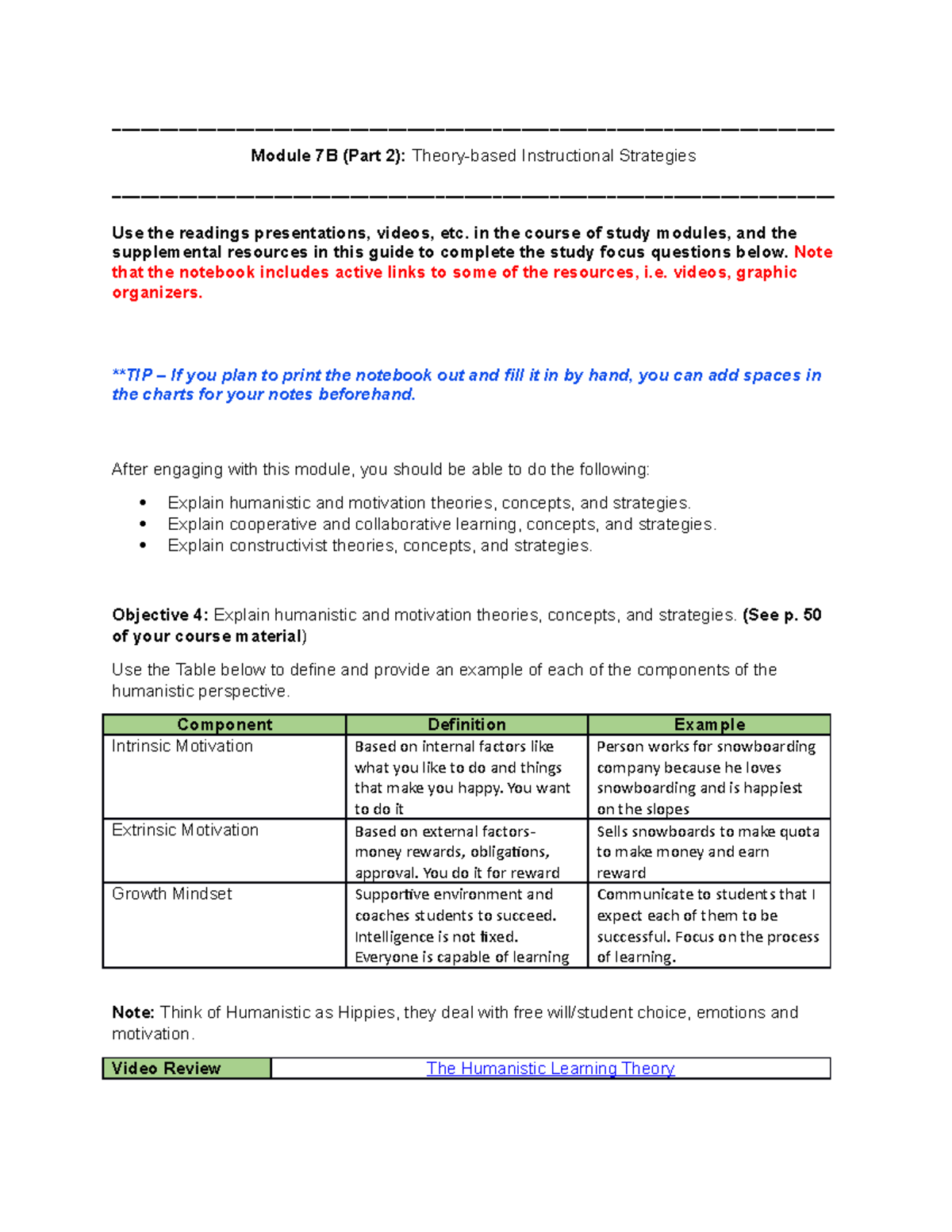 Module 7B Notebook - 1 - Notes for failing the test - - Studocu