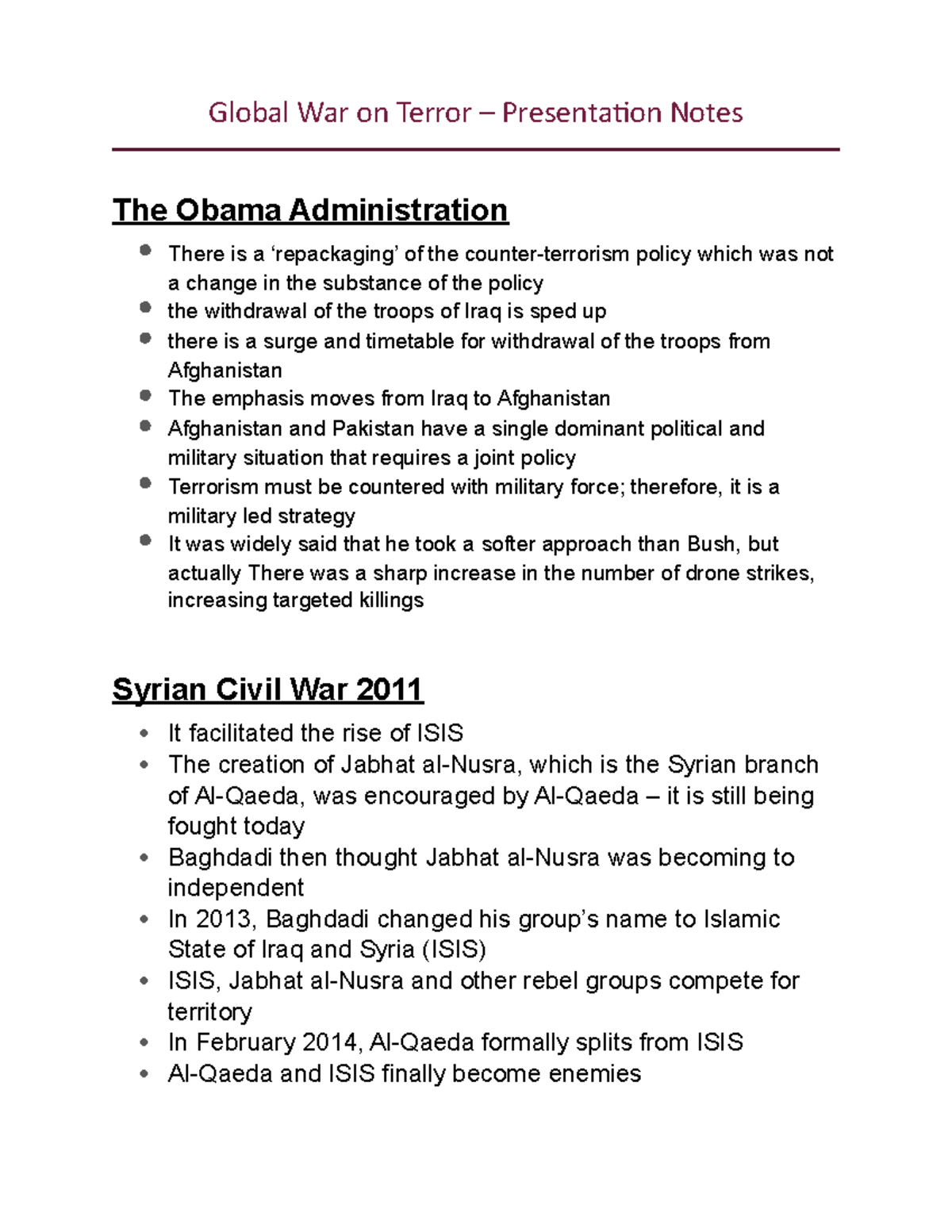 Tutorial work - 8 - Global war on terror - Global War on Terror ...