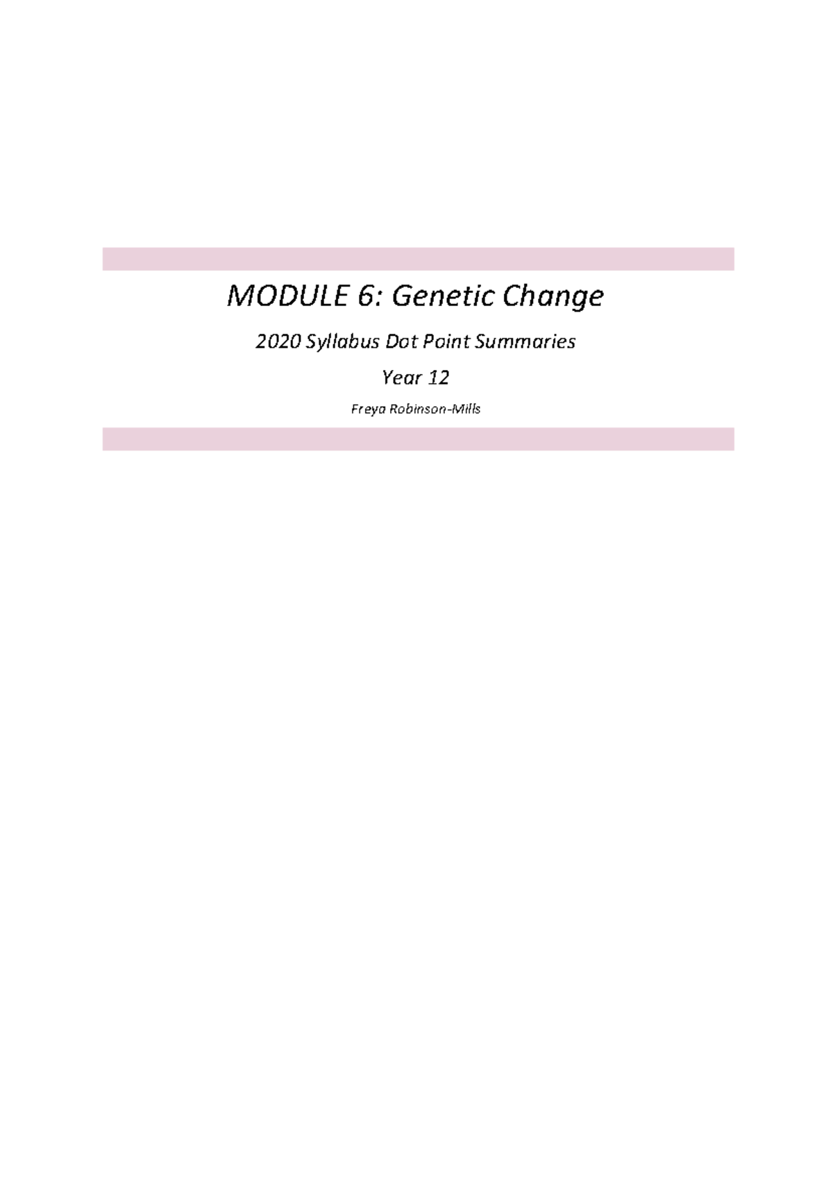 Biology Module 6 Syllabus DOT Points genetic change - MODULE 6: Genetic ...