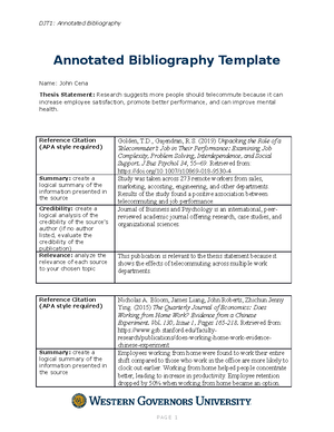 DJT1 Annotated Bibliography - Note: You may use this “Annotated ...
