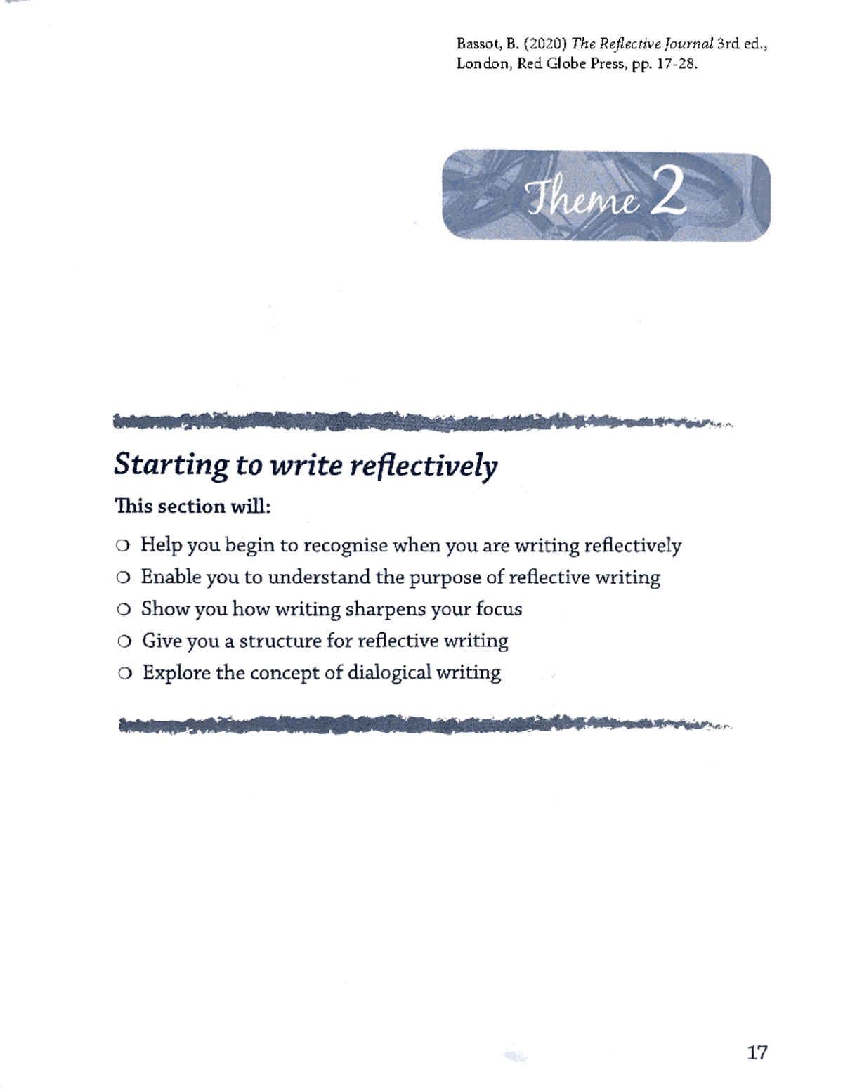 Bassot (2020) Starting to Write Reflectively in The Reflective Journal ...