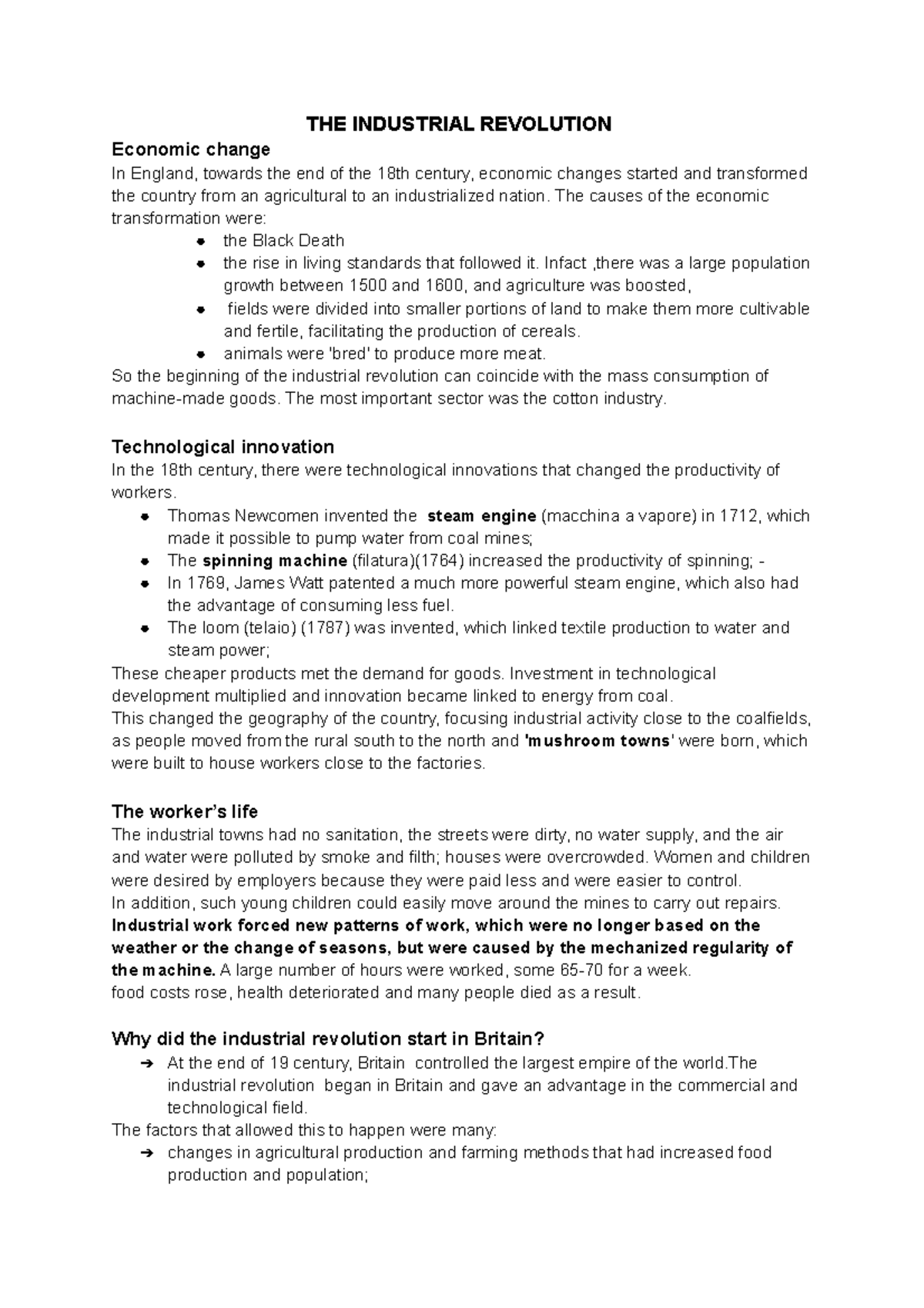THE Industrial Revolution - THE INDUSTRIAL REVOLUTION Economic change ...