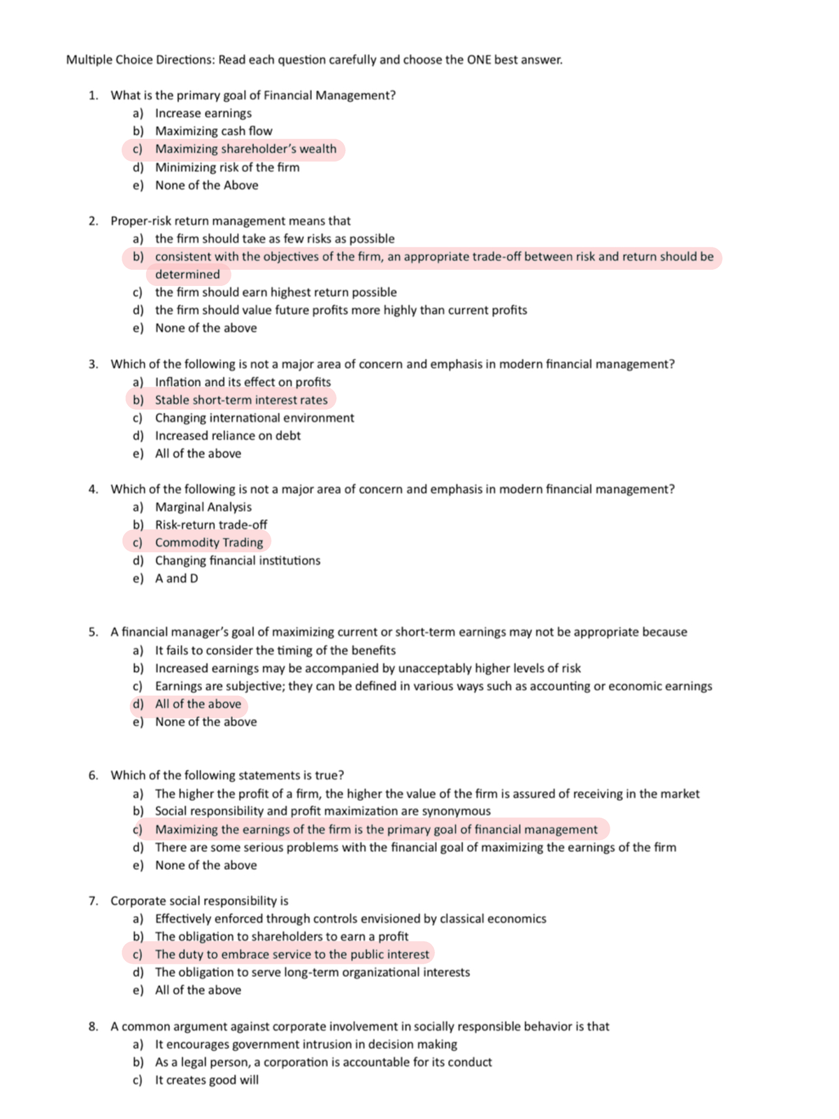 Finman Multiple Choice ONLY ALL Answers - Financial Accounting and ...