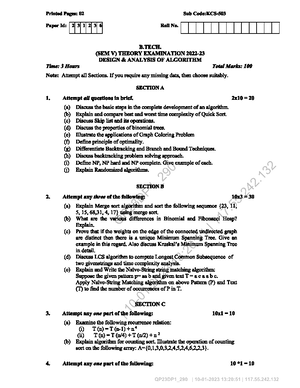 Dbmsmodel - dbms model paper - B.tech - Studocu