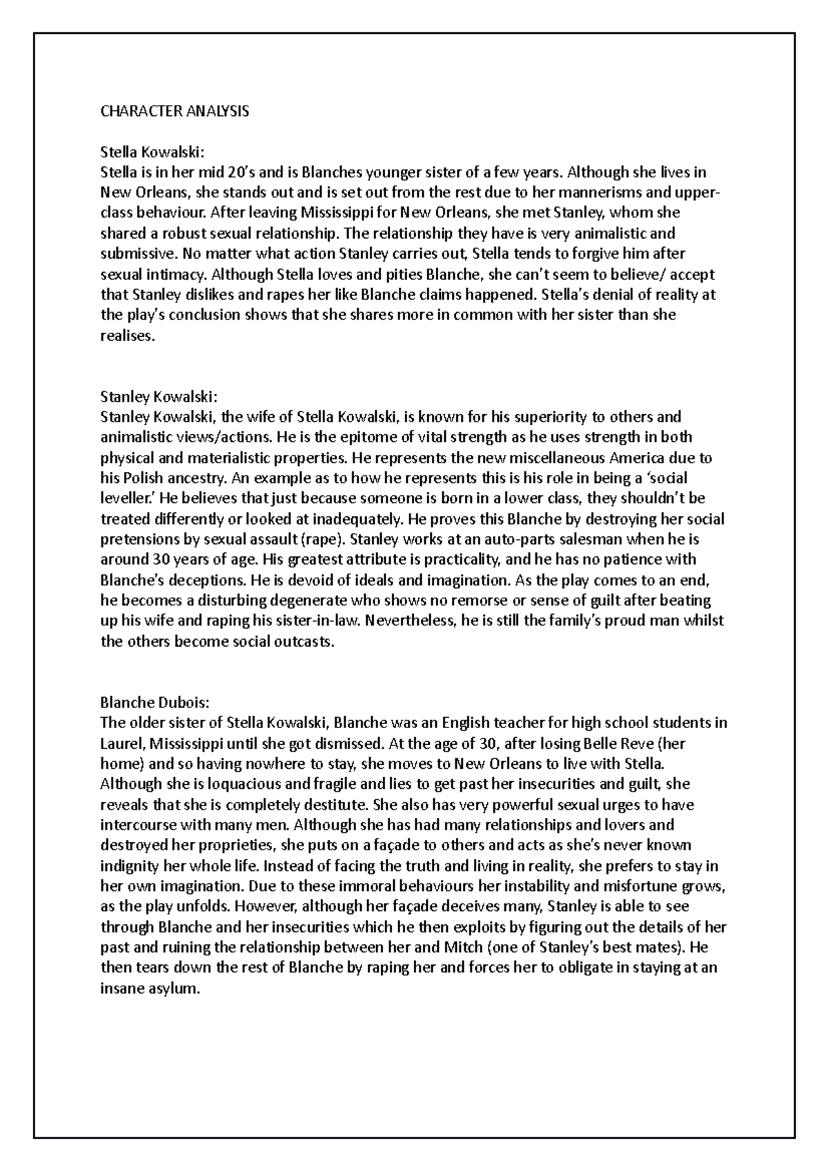 Character Analysis - Infor about book - CHARACTER ANALYSIS Stella ...