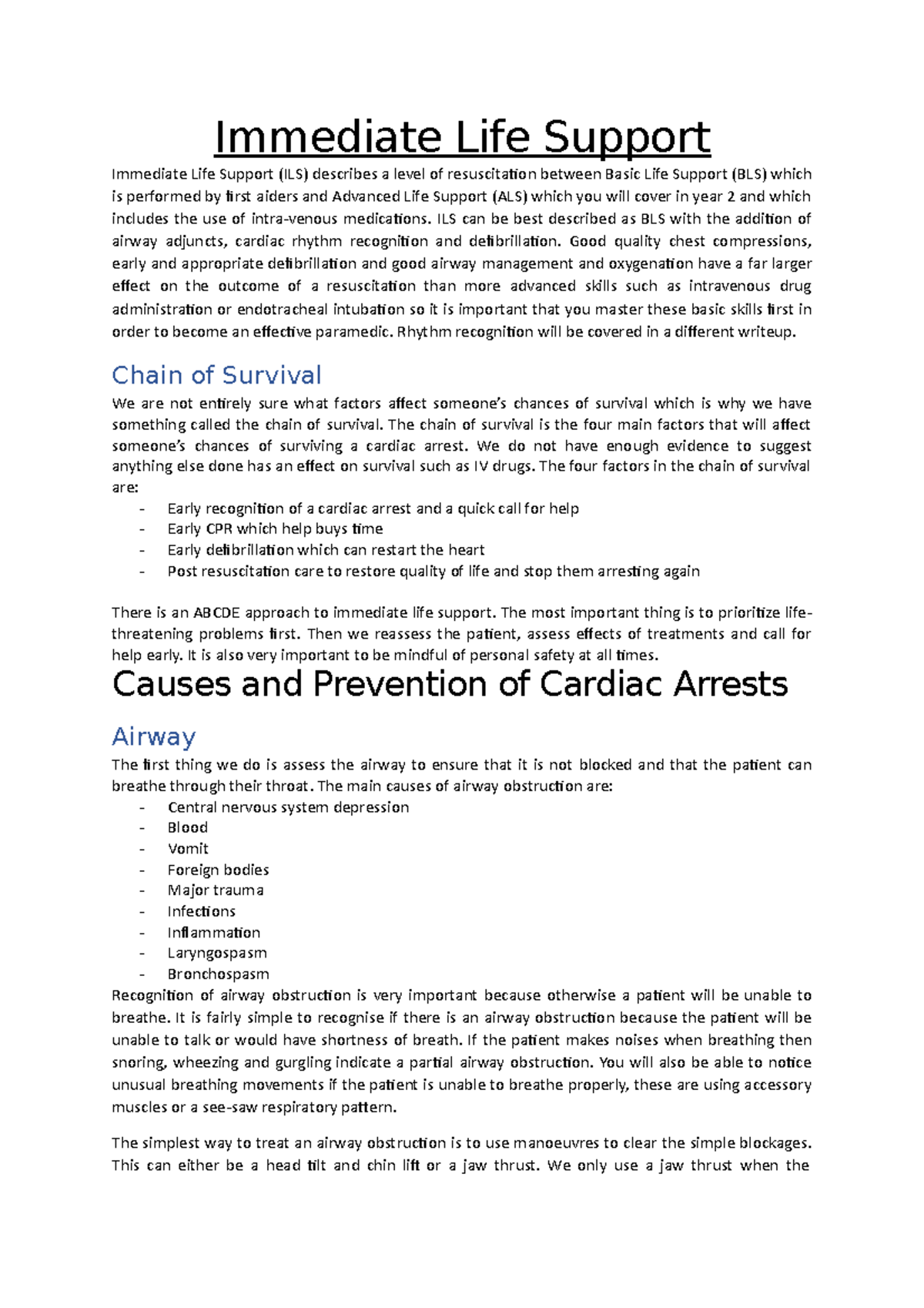 Immediate Life Support - Immediate Life Support Immediate Life Support ...