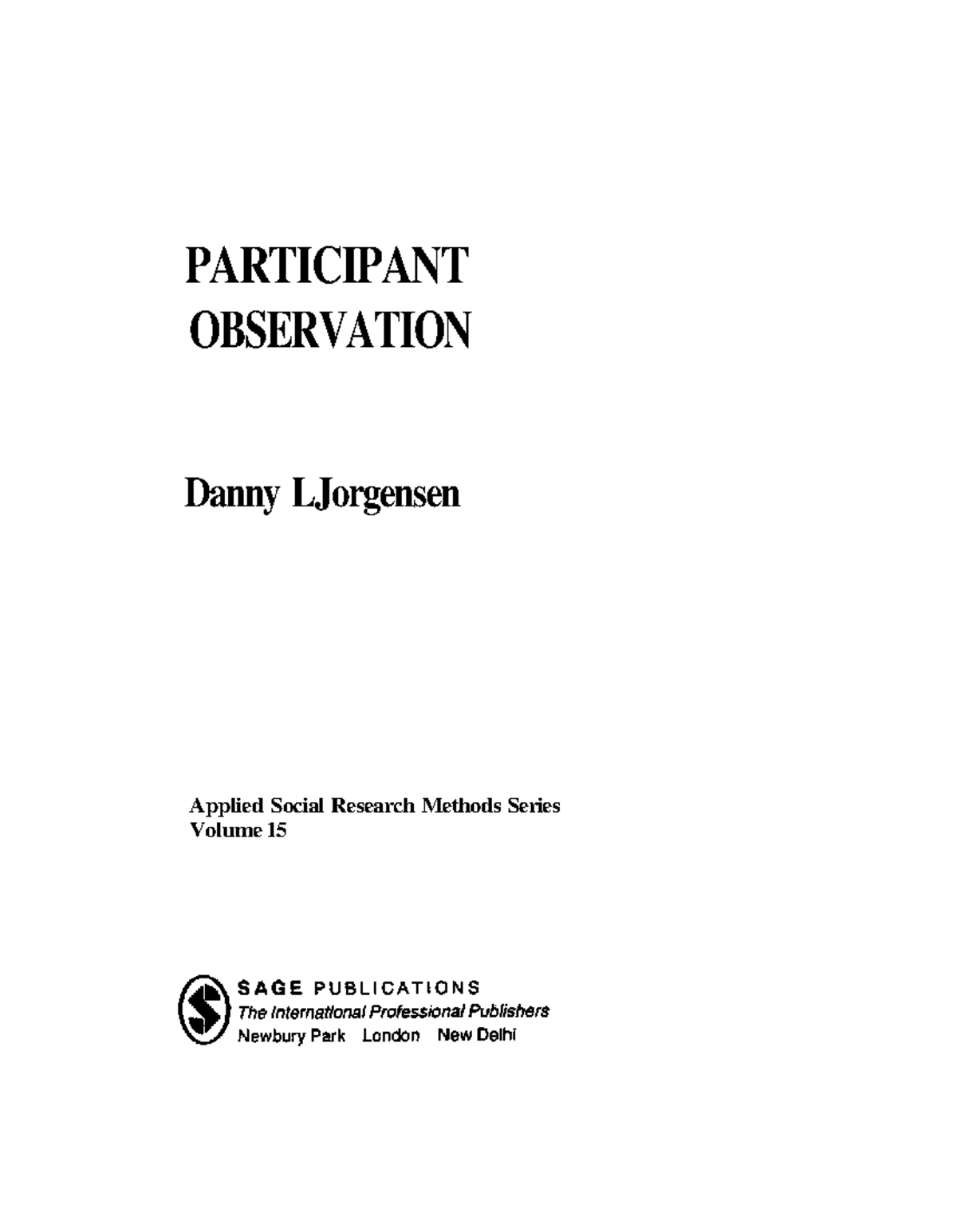Jorgensen - journal - PARTICIPANT OBSERVATION Danny LJorgensen Applied ...