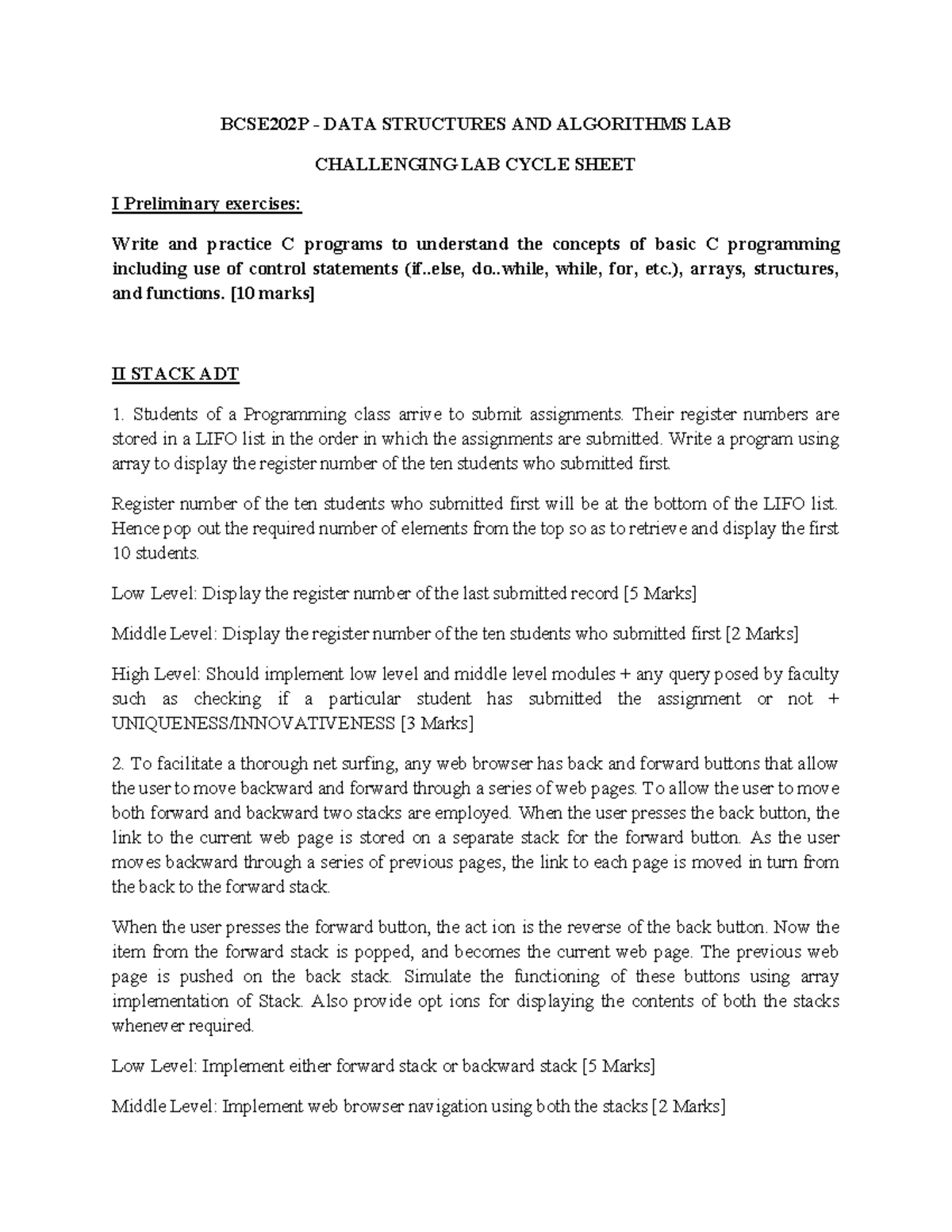 VL2022230103795 AST01 - BCSE202P - DATA STRUCTURES AND ALGORITHMS LAB CHALLENGING LAB CYCLE ...