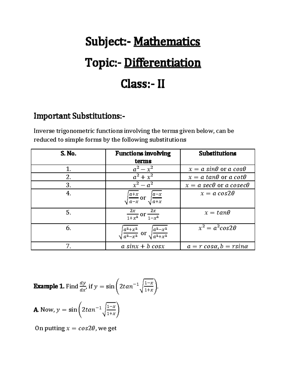 Differentiation Class 2-notes - Mathematics honours - Calcutta ...