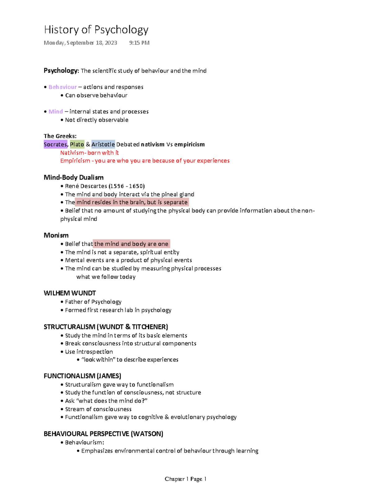 History of Psychology - chapter 1 part 1 - Psychology: The scientific ...