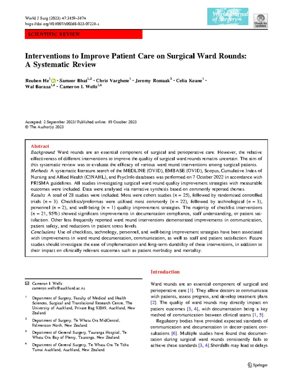 S00268 023 07221 z - Ward rounds are an essential component of surgical ...