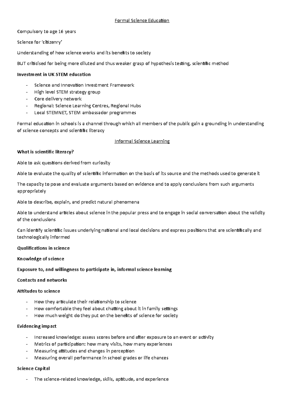 25. Science Education - Formal Science Education Compulsory to age 16 ...