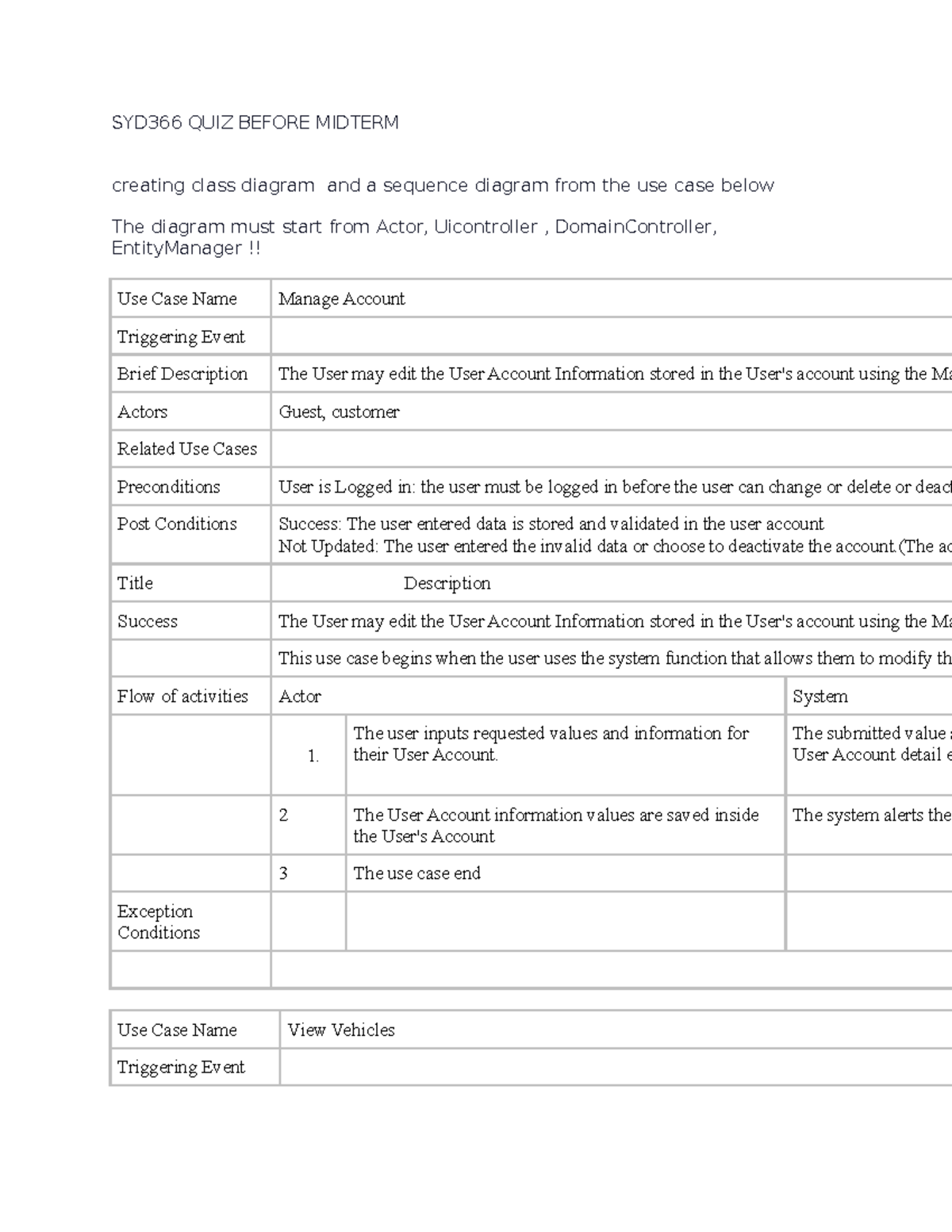 SYD366 QUIZ Before Midterm - SYD366 QUIZ BEFORE MIDTERM creating class ...
