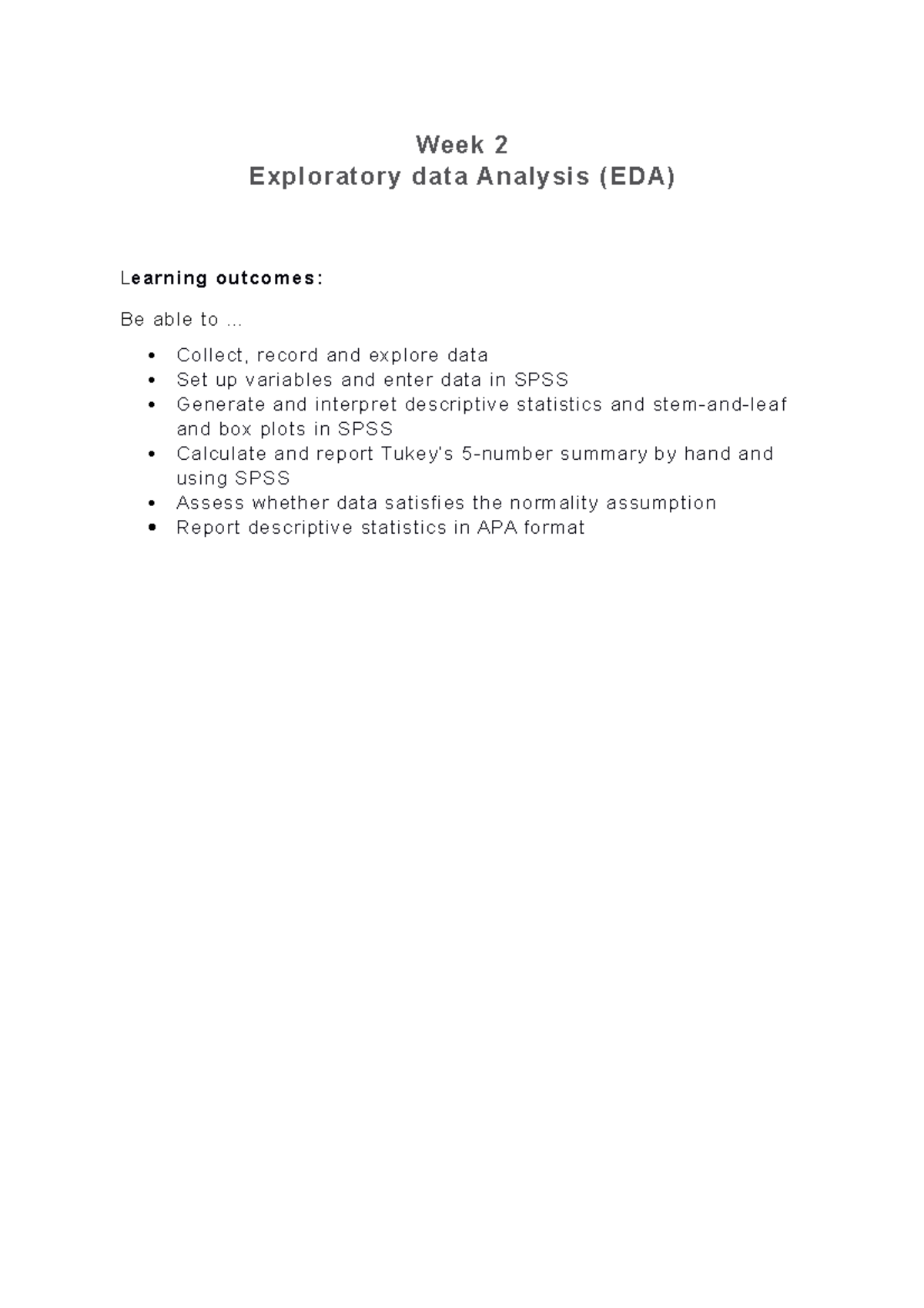 Week 2 workbook with answers - Week 2 Exploratory data Analysis (EDA ...