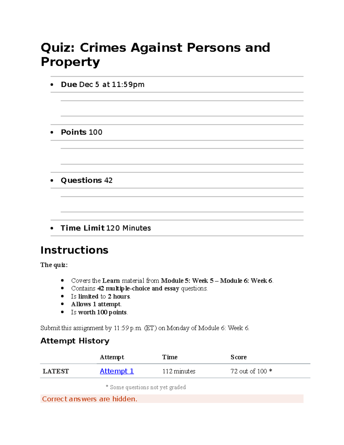 CJUS 400 Quiz 3 - CJUS 400 Quiz 3 - Quiz: Crimes Against Persons and ...