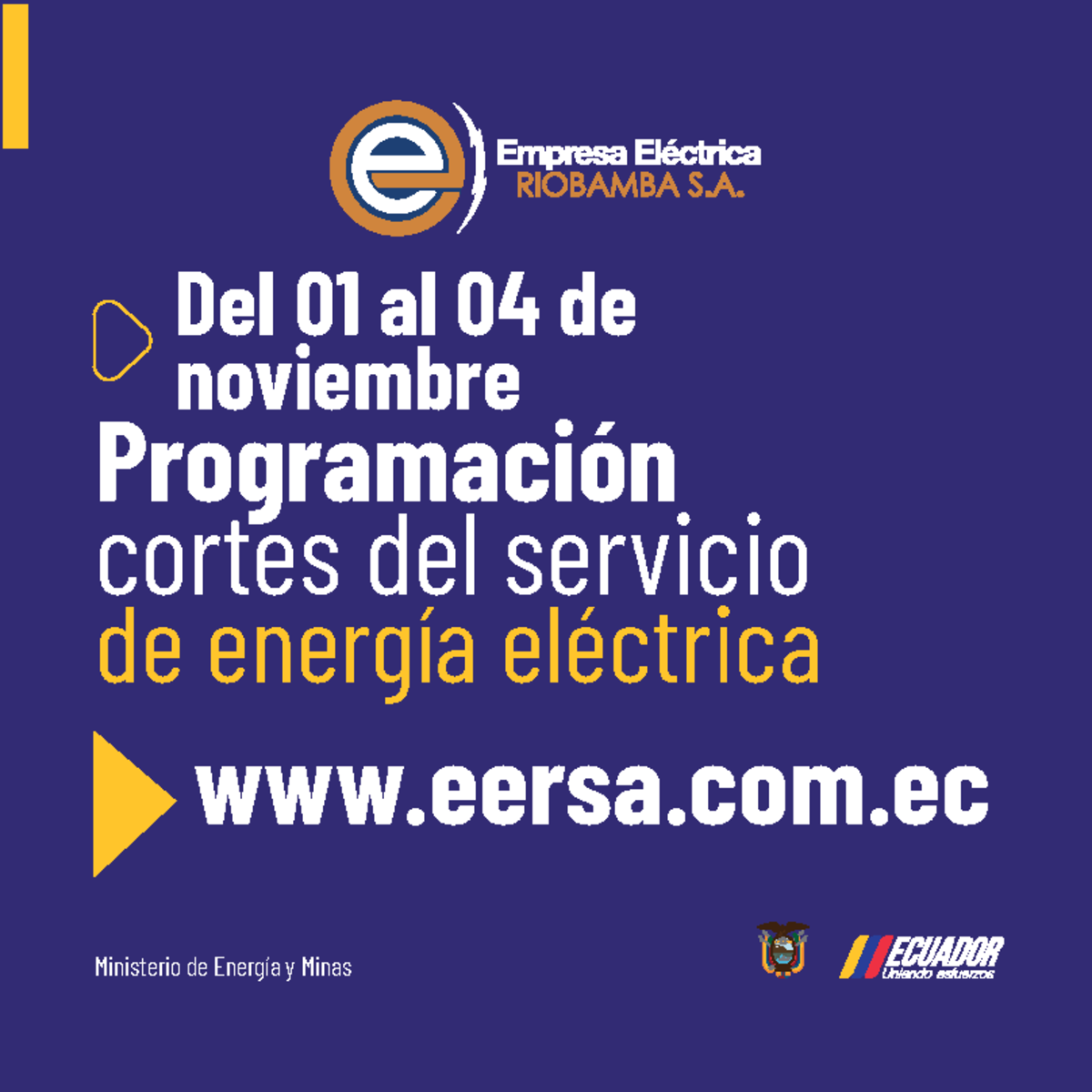 Eersa-01-04 Noviembre - CANTÓN Programación cortes del servicio de ...