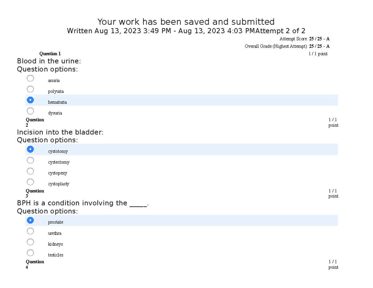 HCM 205 QUIZ 7 - Module 7 quiz - Your work has been saved and submitted ...