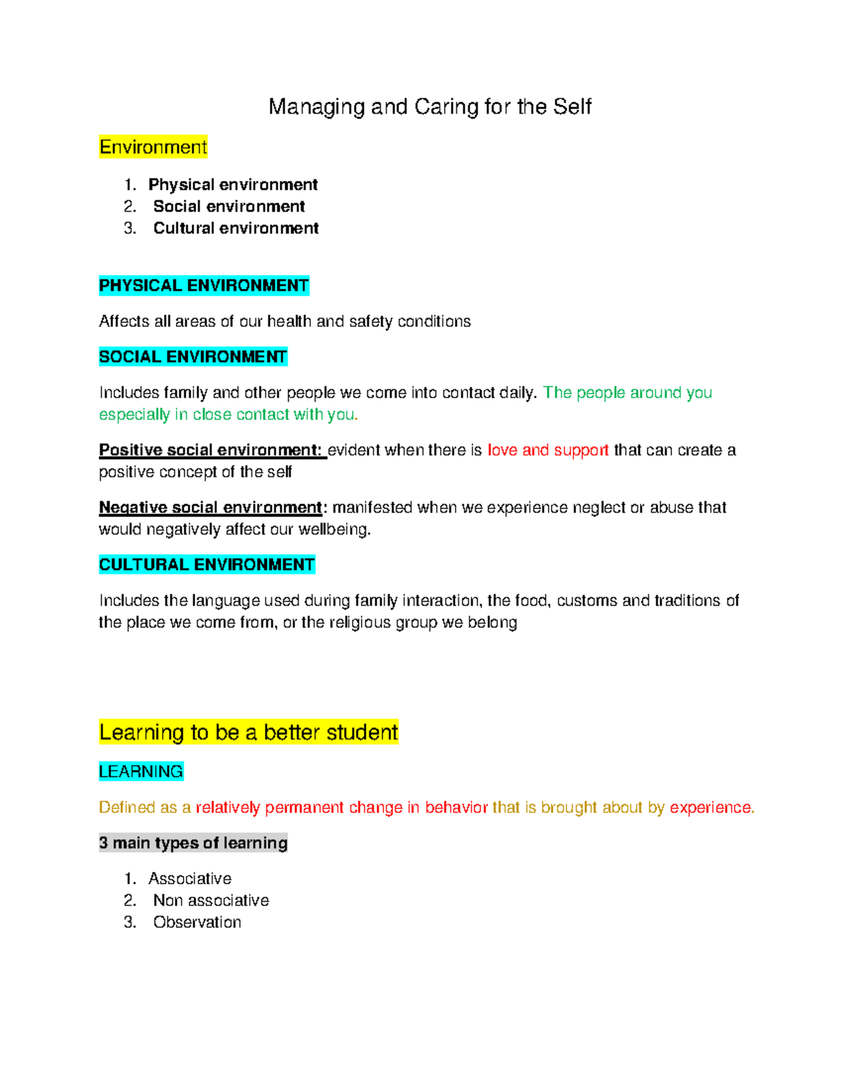 Managing and Caring for the Self - Managing and Caring for the Self ...