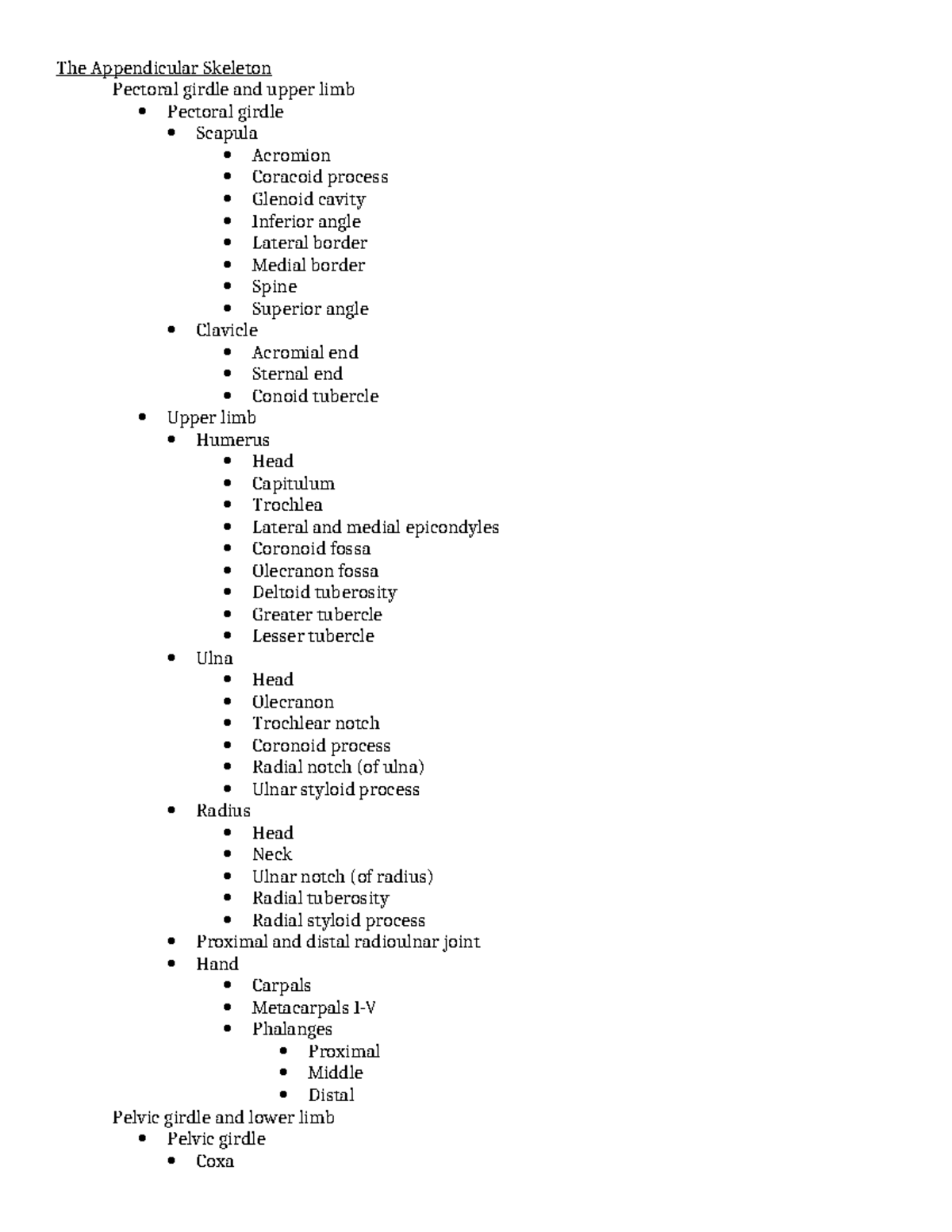 Appendicular Skeleton Bones & Bone Markings - The Appendicular Skeleton ...
