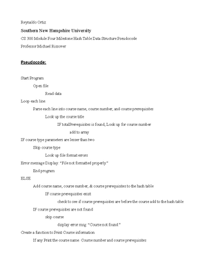 CS 300 Mod 3 Milestone- Vector Data Structure Pseudocode - Reynaldo Ortiz CS 300 3-3 Milestone ...