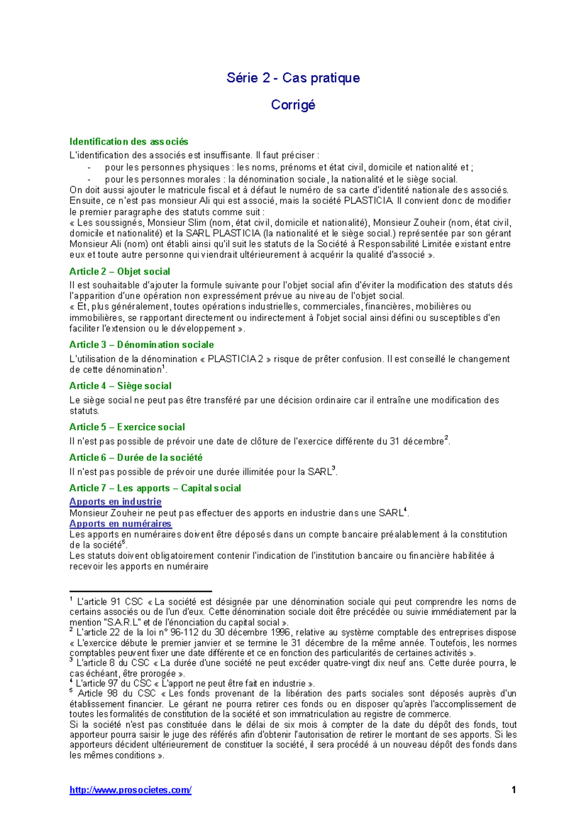 CAs pratique en droit civil - Série 2 - Cas pratique Corrigé ...