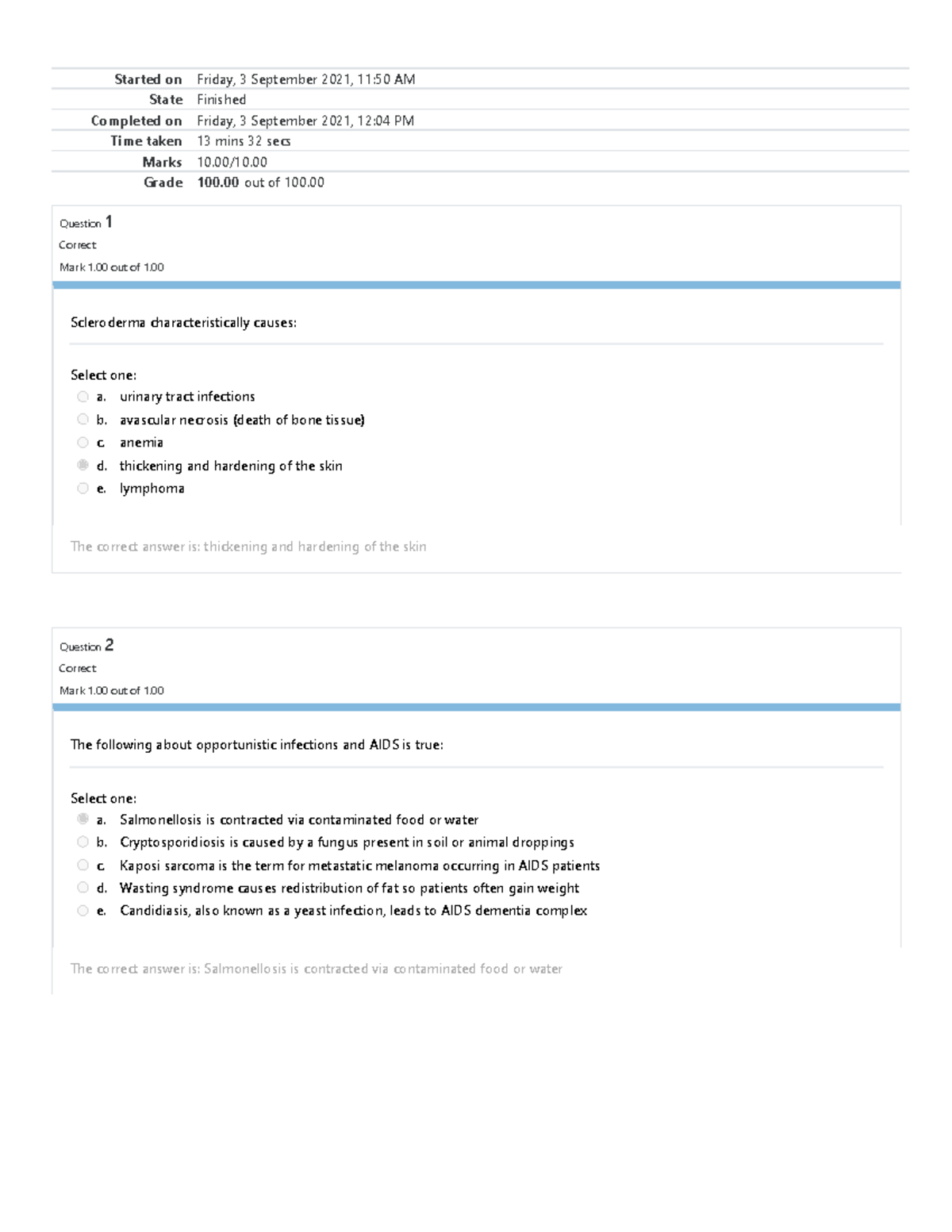 HS 3210 Self-Quiz Unit 1 Retake I - Started on Friday, 3 September 2021 ...