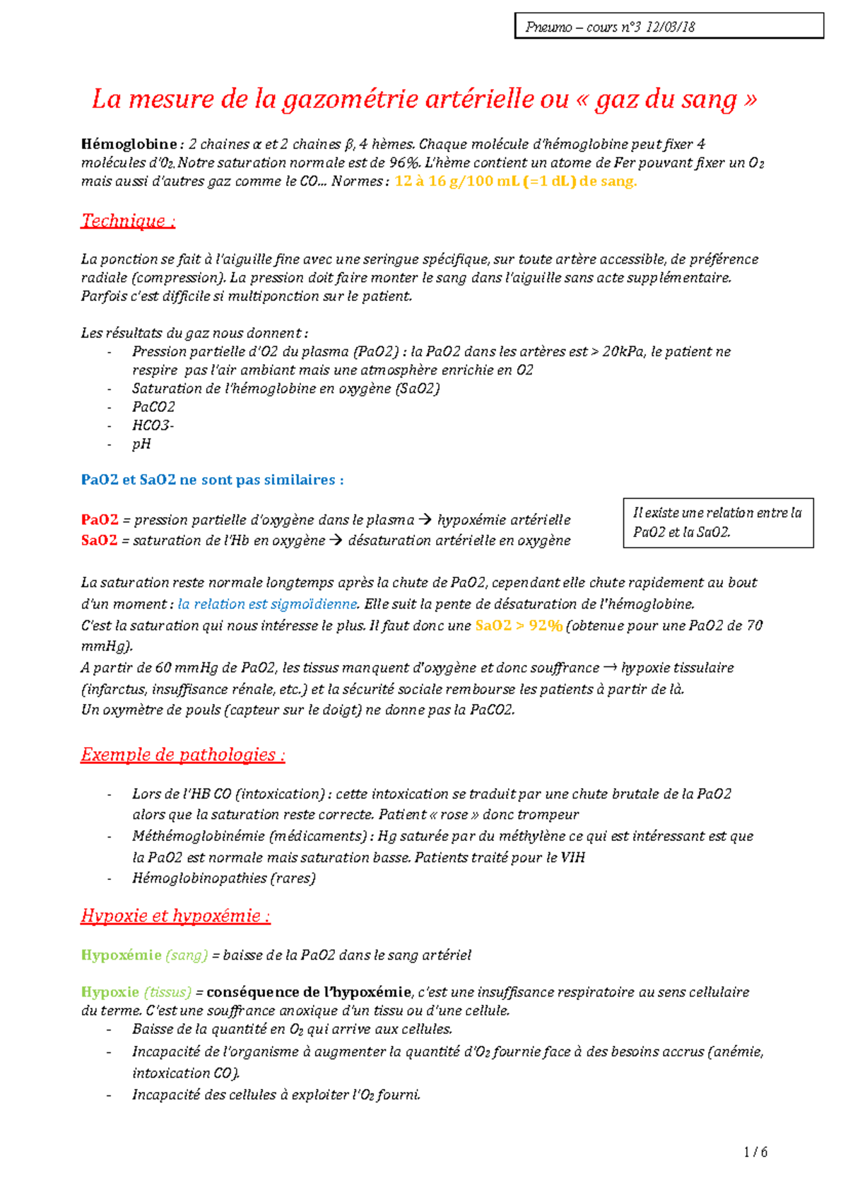 C8- Gazométrie artérielle - La mesure de la gazométrie artérielle ou ...