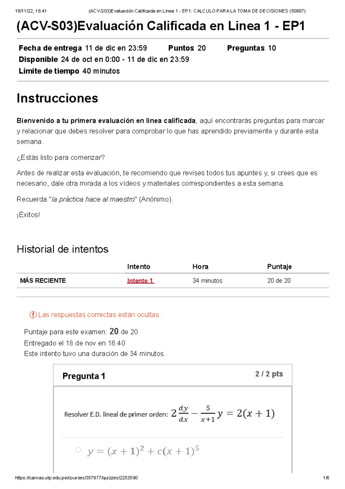 (ACV-S03)Evaluación Calificada en Linea 1 - EP1 Calculo PARA LA TOMA DE Decisiones (50887) - Studocu