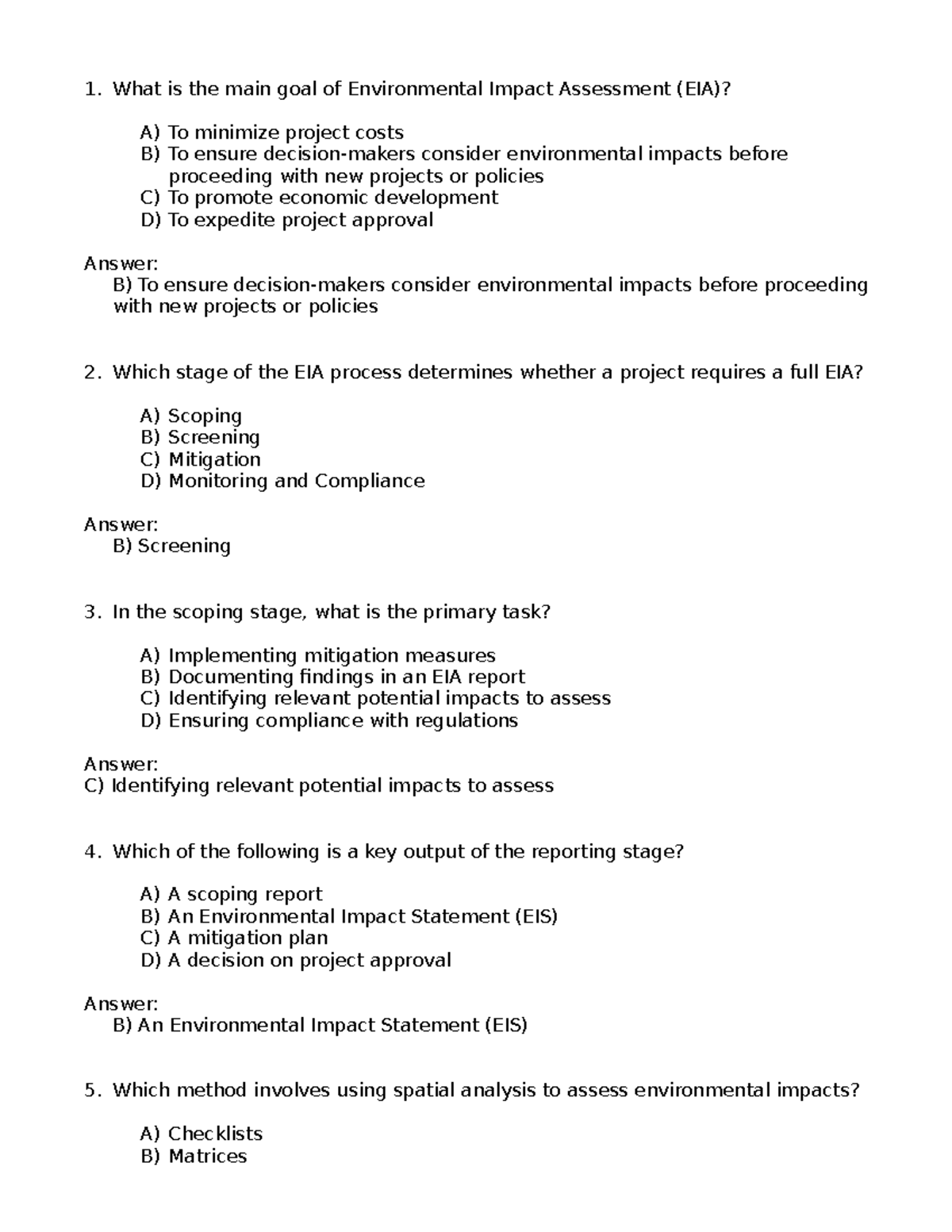 Finals Questions - notes - What is the main goal of Environmental ...