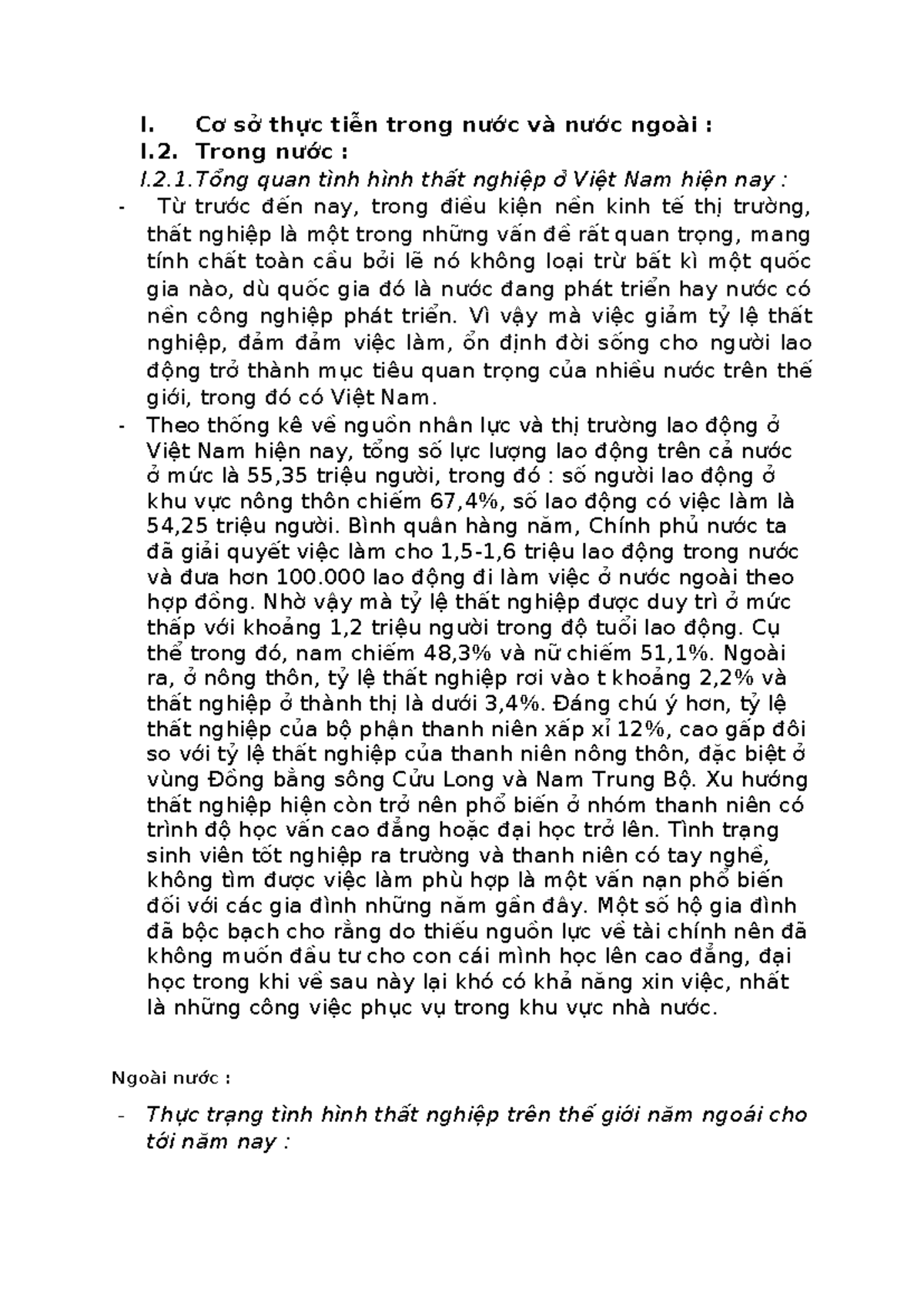 Sửa lại cơ sở thực tiễn - tytytyt - I. Cơ sở thực tiễn trong nước và ...