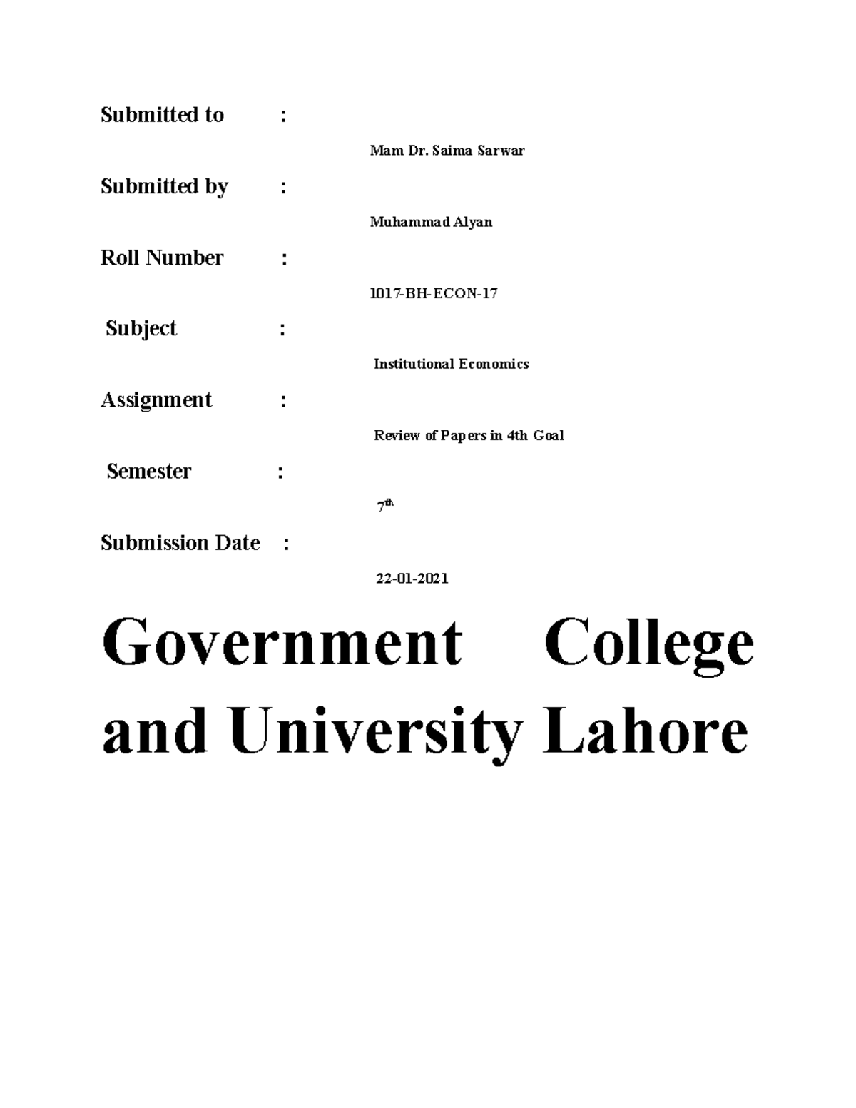 1017-BH-ECON-17, Muhammad Alyan, Review Papers of 4th Goal - Submitted ...