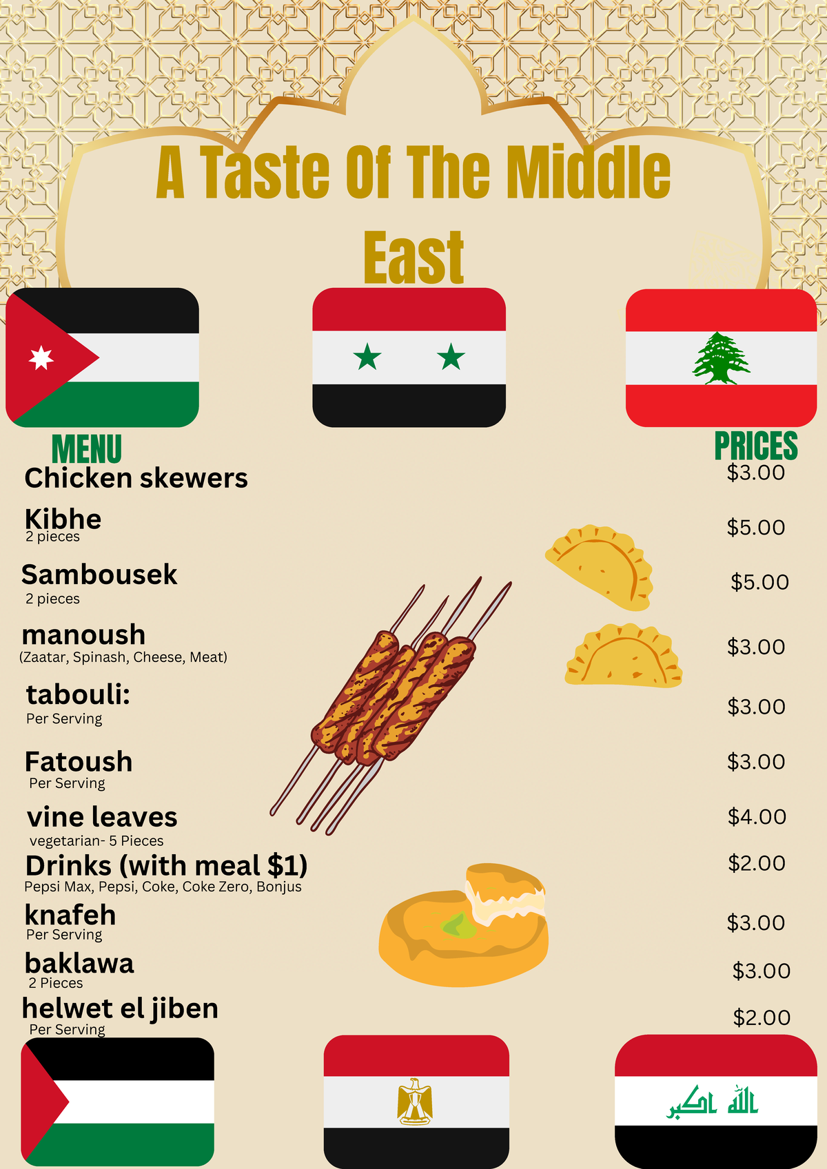 A Taste of the Middle East - A Taste Of The Middle East MENU Sambousek ...