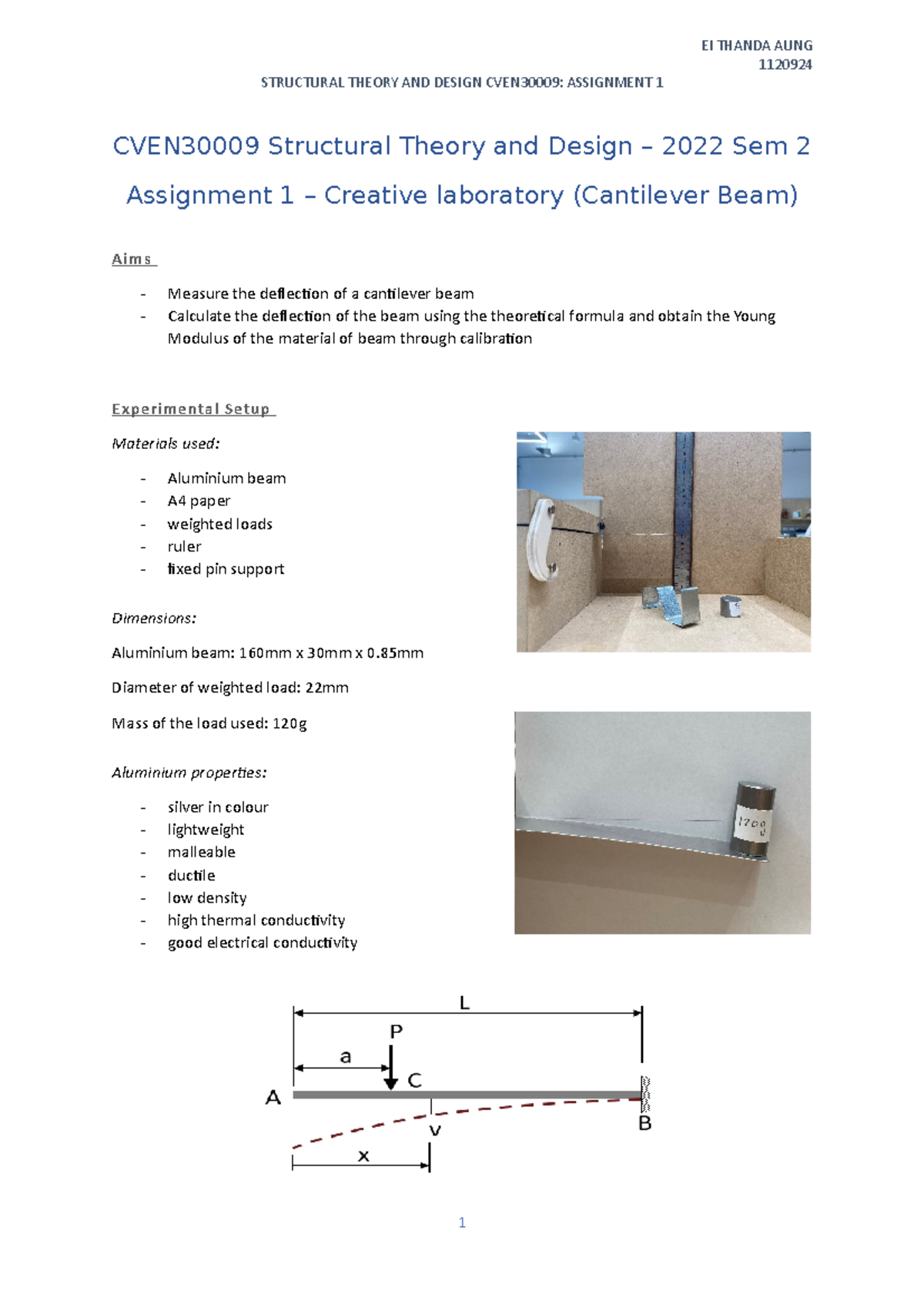 Assignment 1 - 1120924 STRUCTURAL THEORY AND DESIGN CVEN30009 ...